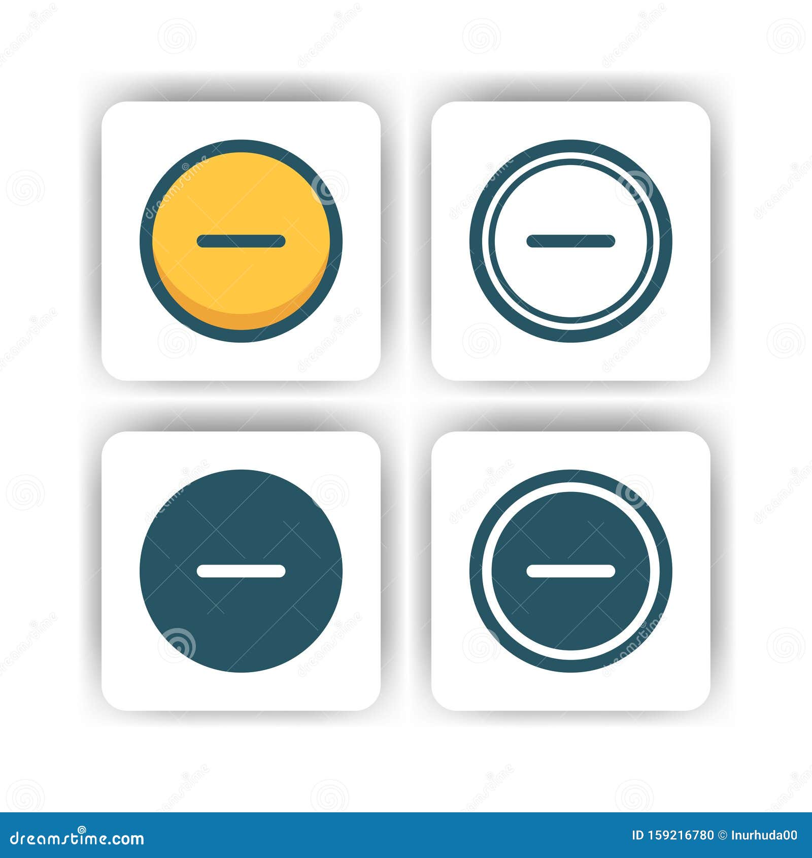 Minus Button Icon for Mobile, Web, and Presentation with Flat Color ...