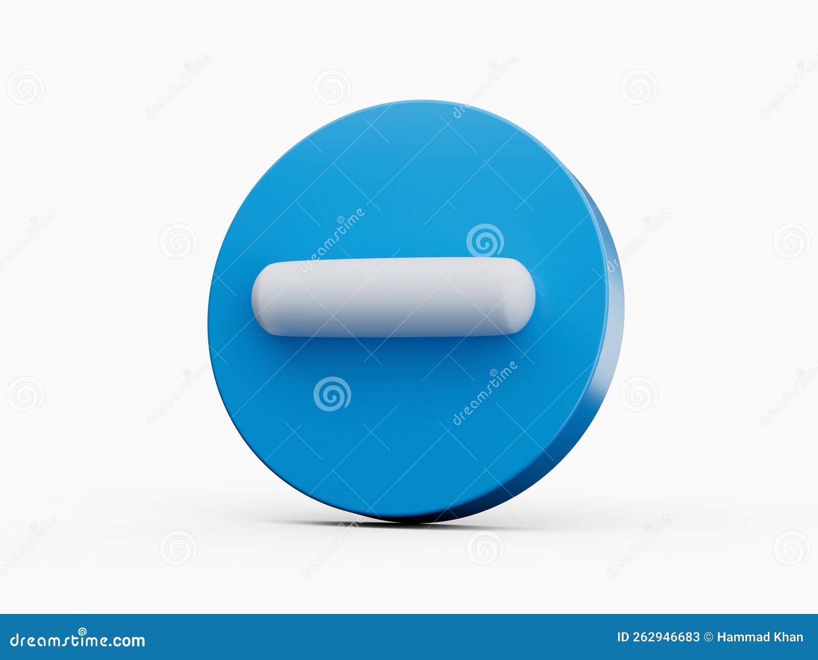 Minus 3d Icon on Blue Button Circle Shape Isolated on White Background ...
