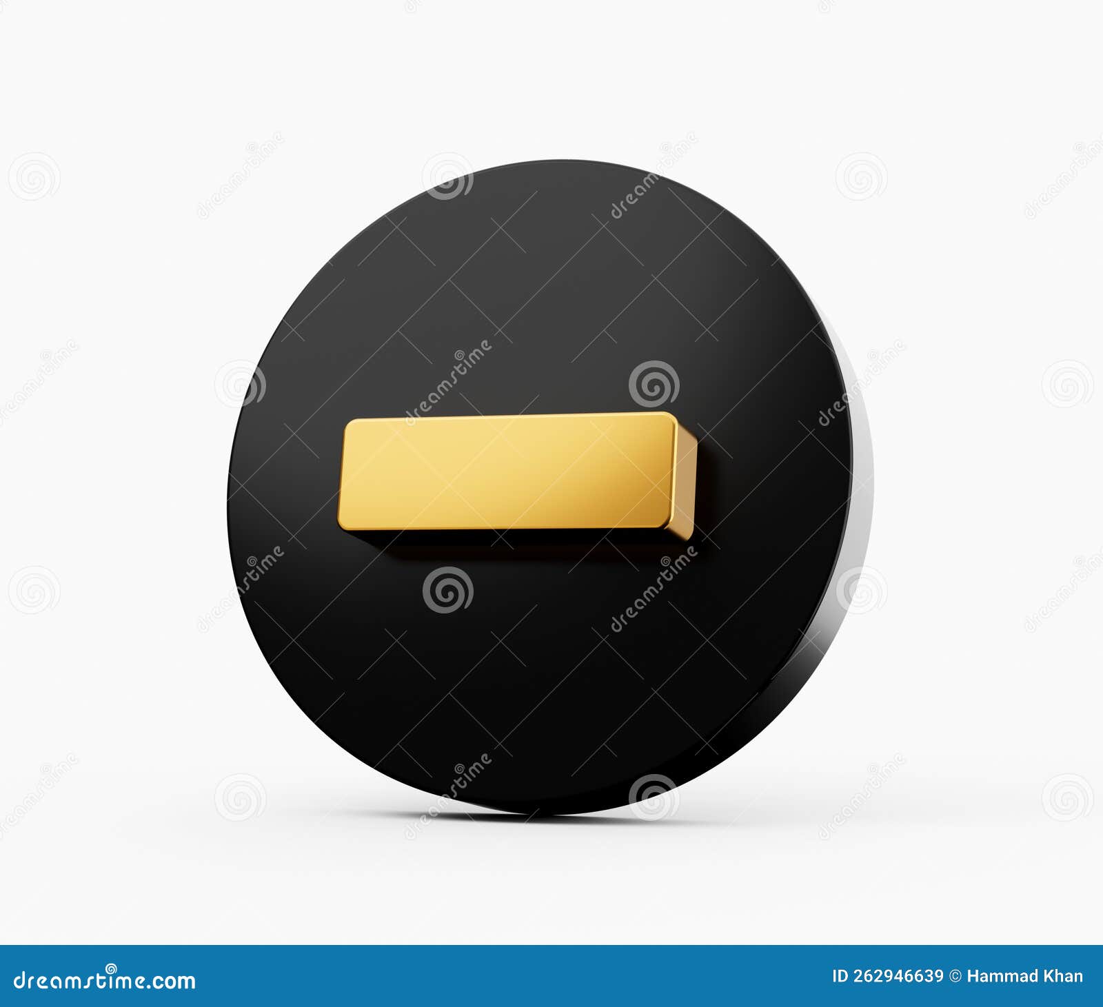 Minus or Negative Icon. Golden Minus Symbol on 3D Illustration Stock ...