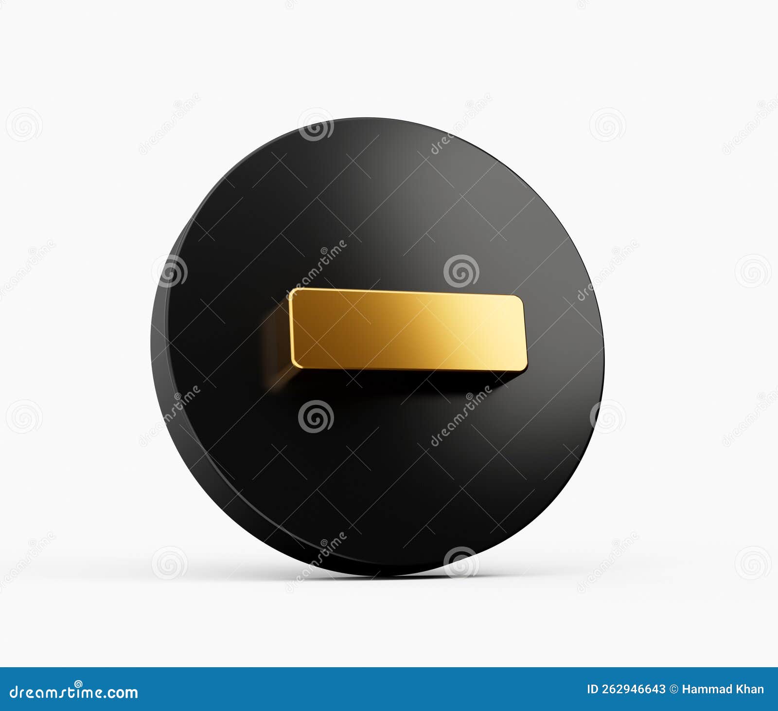Minus or Negative Icon. Golden Minus Symbol on 3D Illustration Stock ...