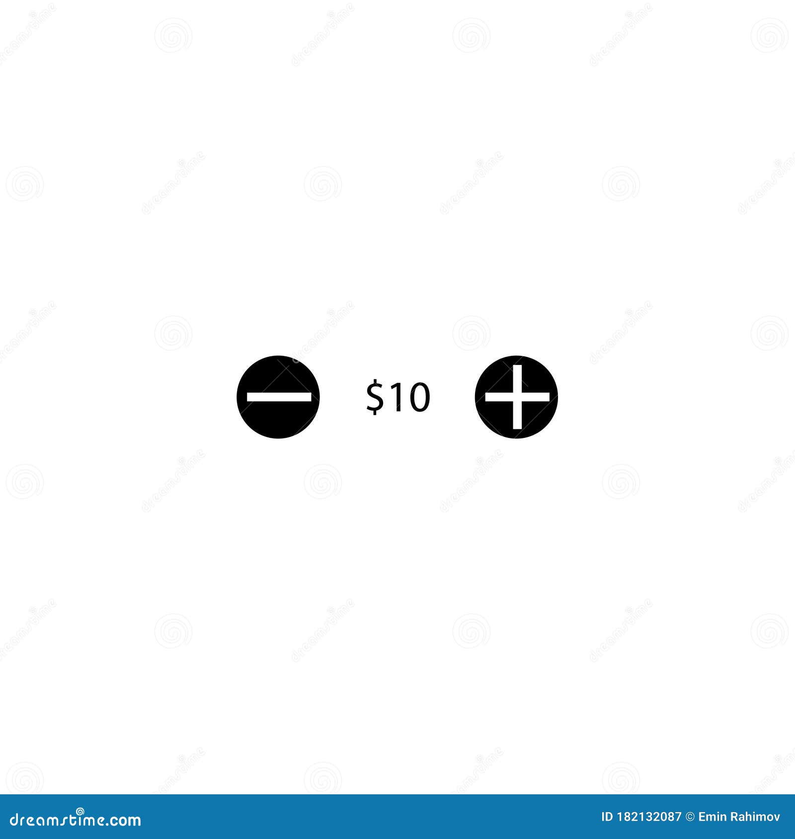 Minus and Plus Sign and Ten Dollars Sign. Eps Ten Stock Vector ...