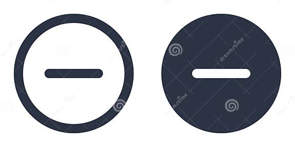 Minus, Subtract or Decrease Simple Icons Set Designed in Filled and Stroke Style Stock ...