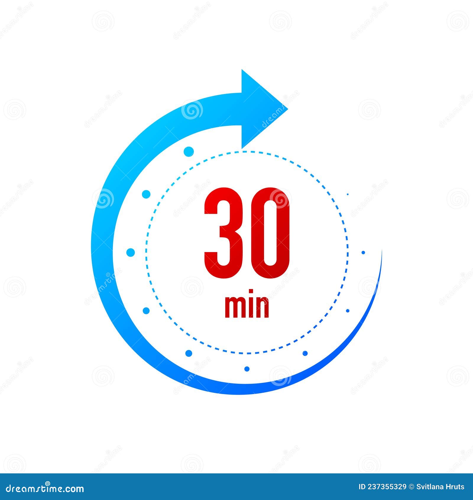 30 Minute Clocks Arrows. Work Time Effect or Delivery Service Time ...