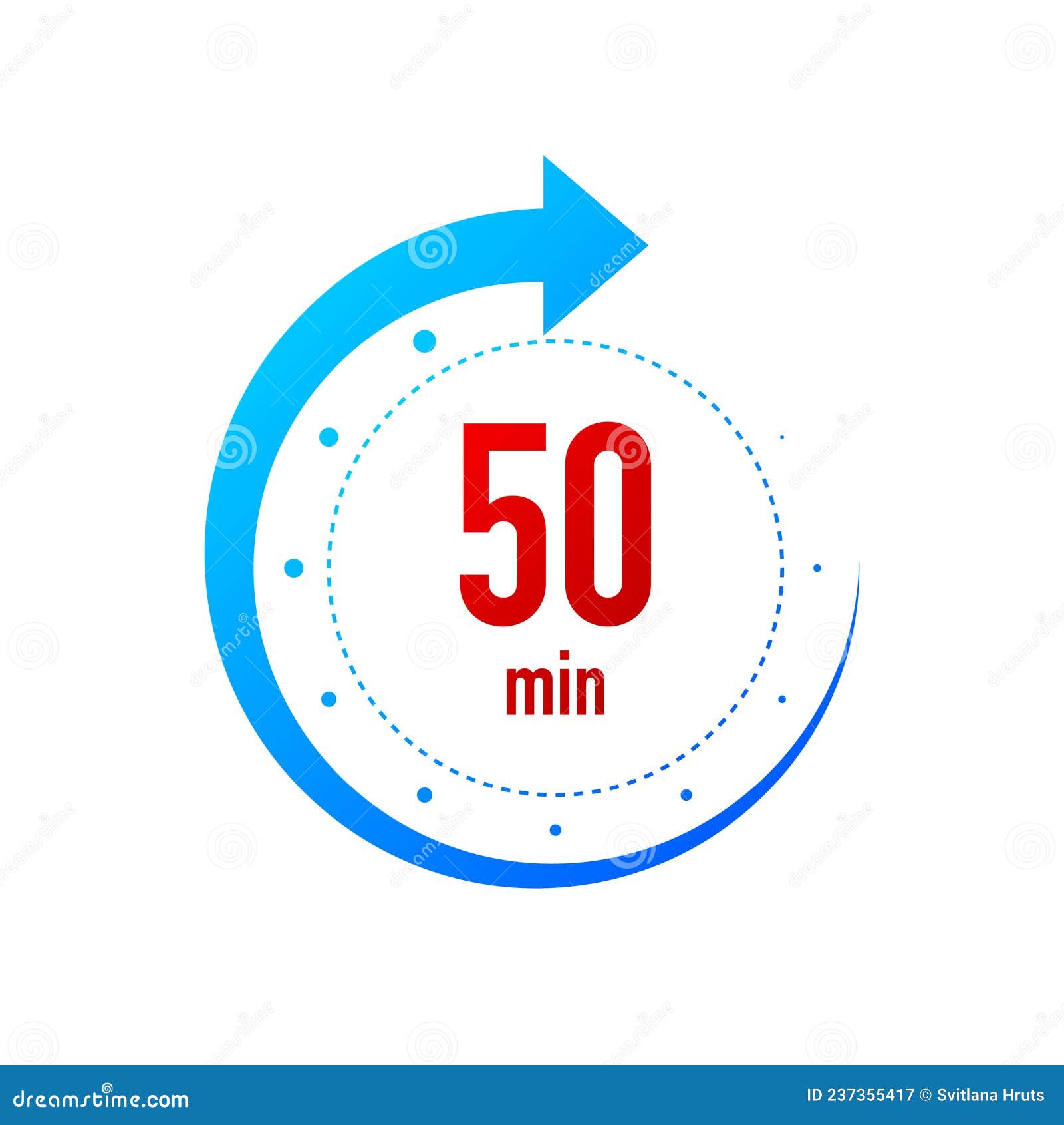 50 Minute Clocks Arrows. Work Time Effect or Delivery Service Time ...