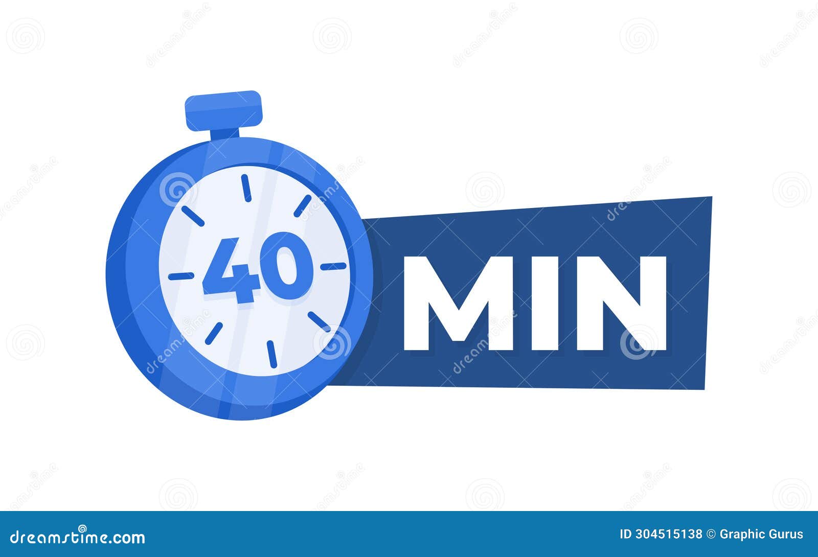 40 Minute Countdown Timer Icon Blue Stopwatch for Time Management and ...