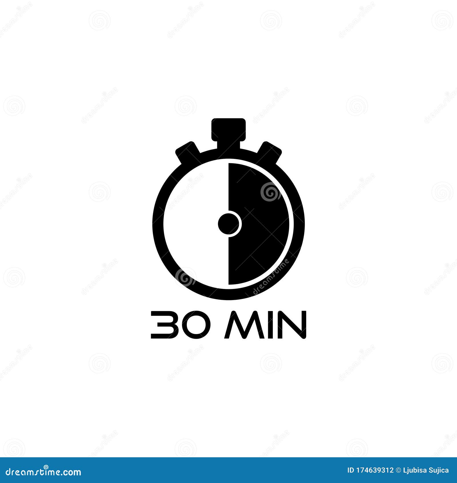 30 Minute Icon Isolated on White Background Stock Vector - Illustration ...
