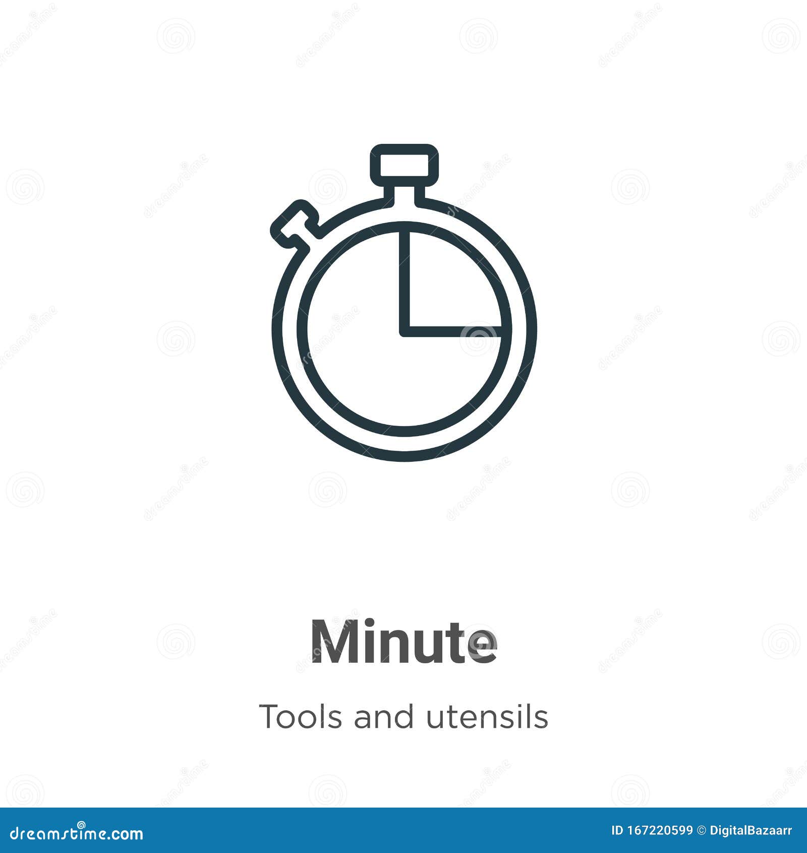 Minute Outline Vector Icon. Thin Line Black Minute Icon, Flat Vector ...