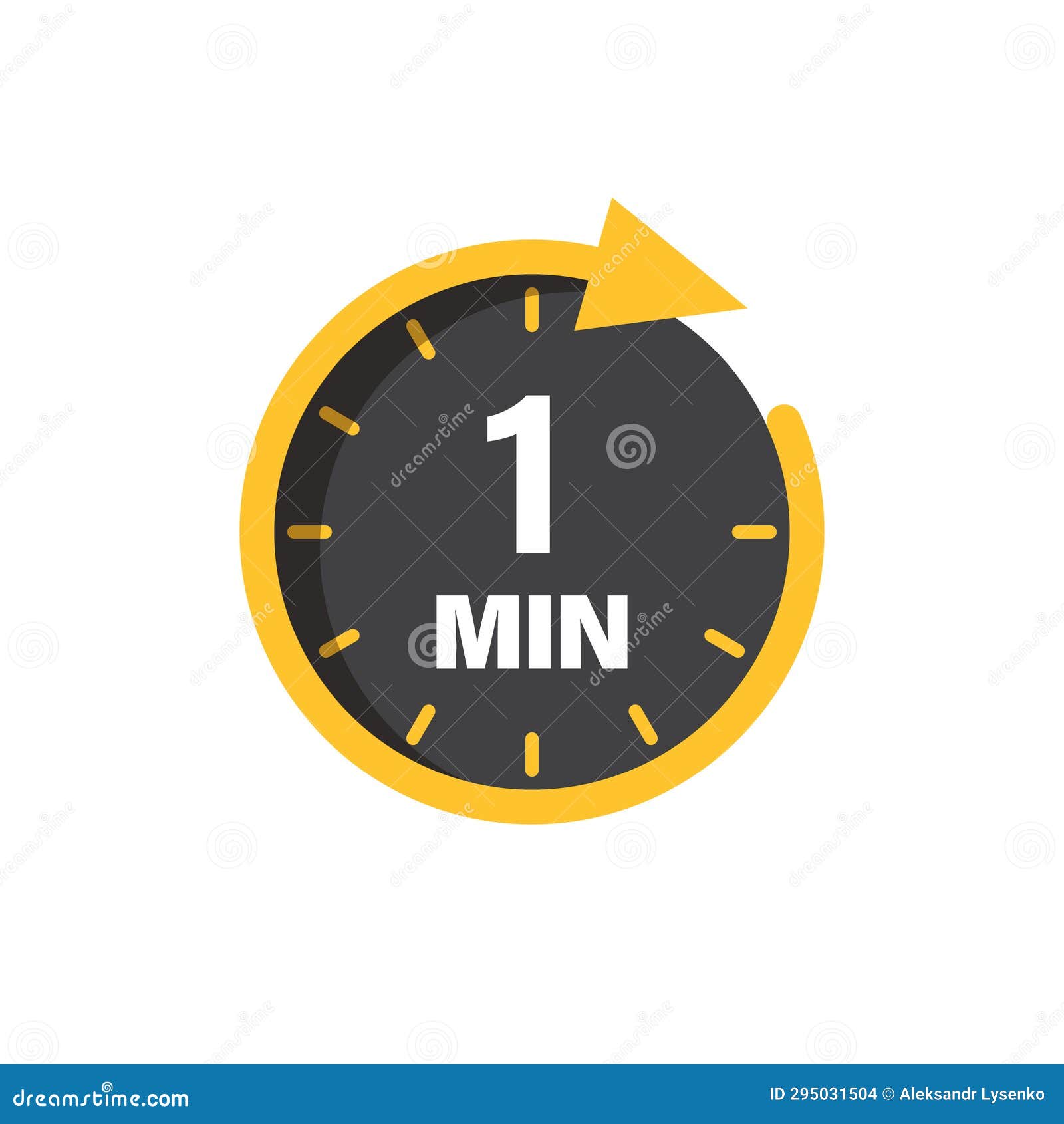 1 Minute on Stopwatch Icon in Flat Style. Clock Face Timer Vector ...