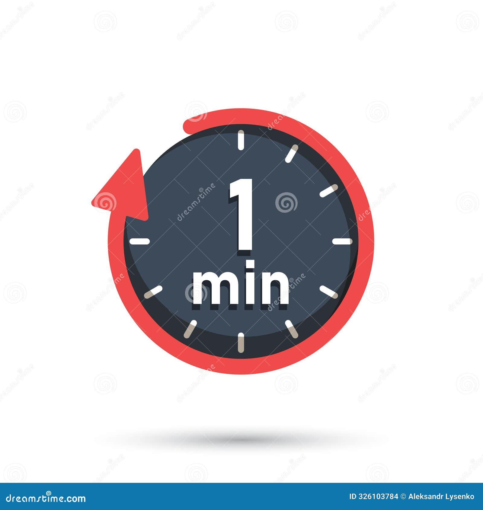1 Minute on Stopwatch Icon in Flat Style. Clock Face Timer Vector ...