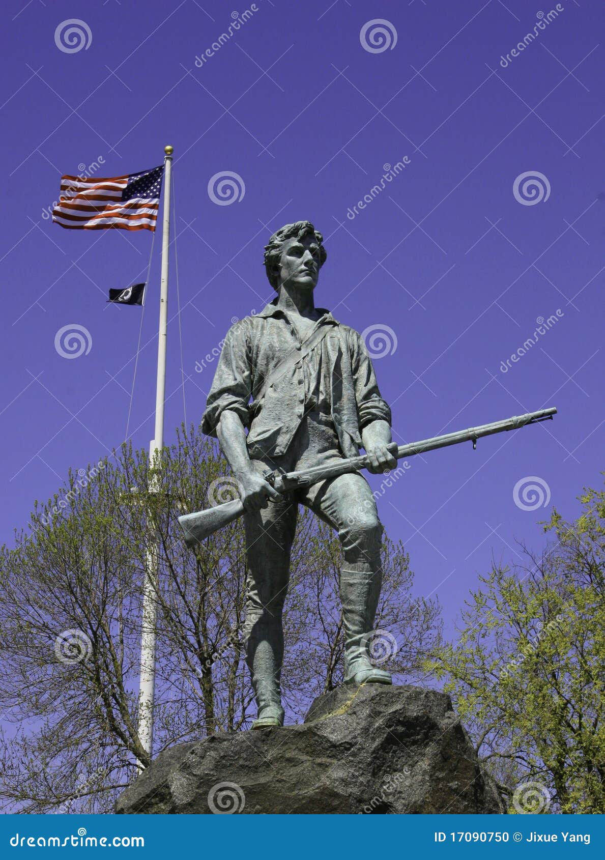 Minuteman Statue stock photo. Image of flag, lexington - 17090750