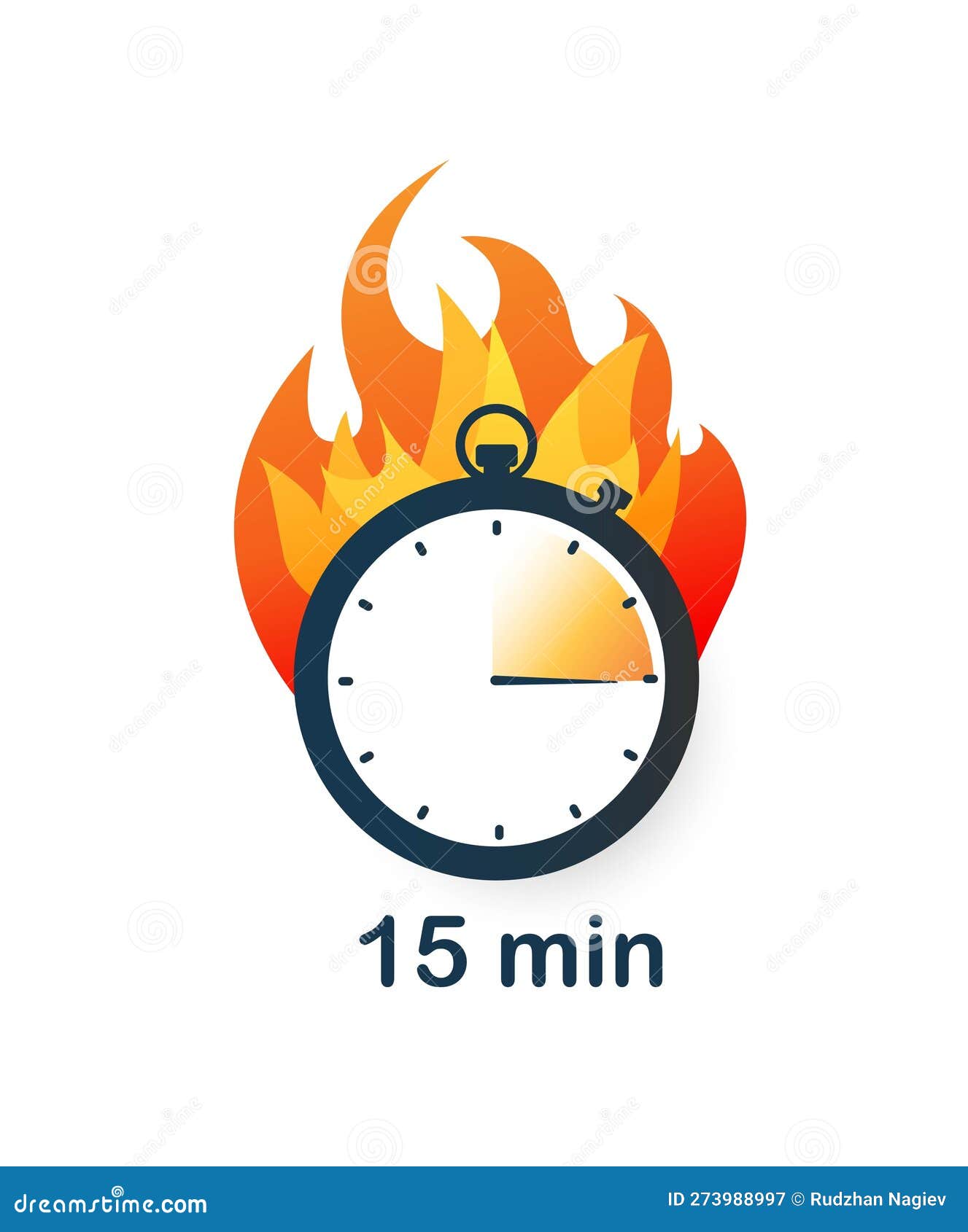 15 Minutes Clock on Fire Icon Stock Illustration - Illustration of ...