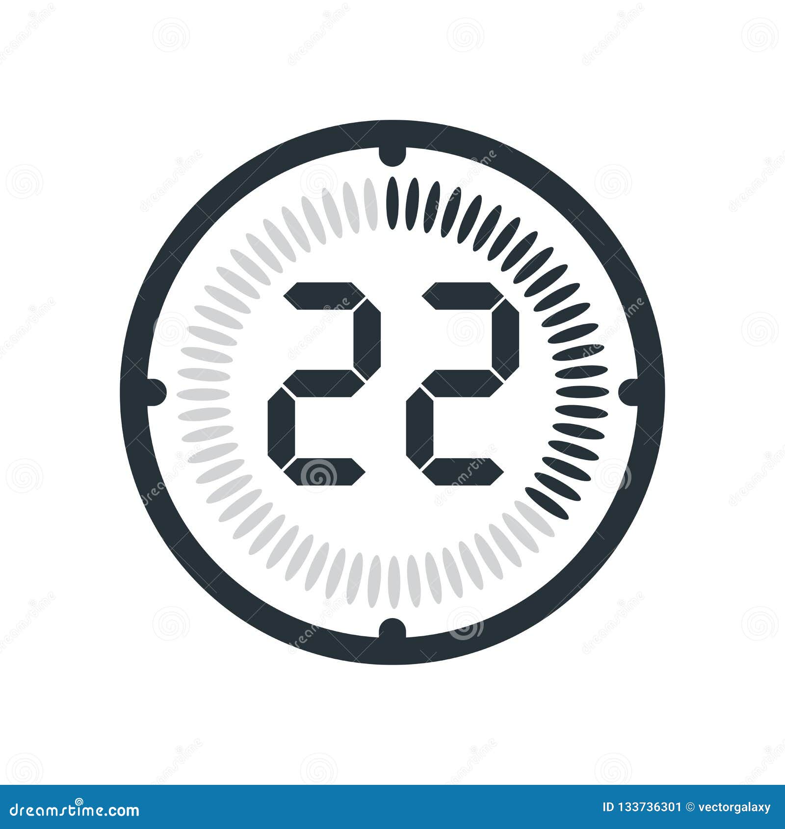 The 22 Minutes Icon Isolated on White Background, Clock and Watch ...