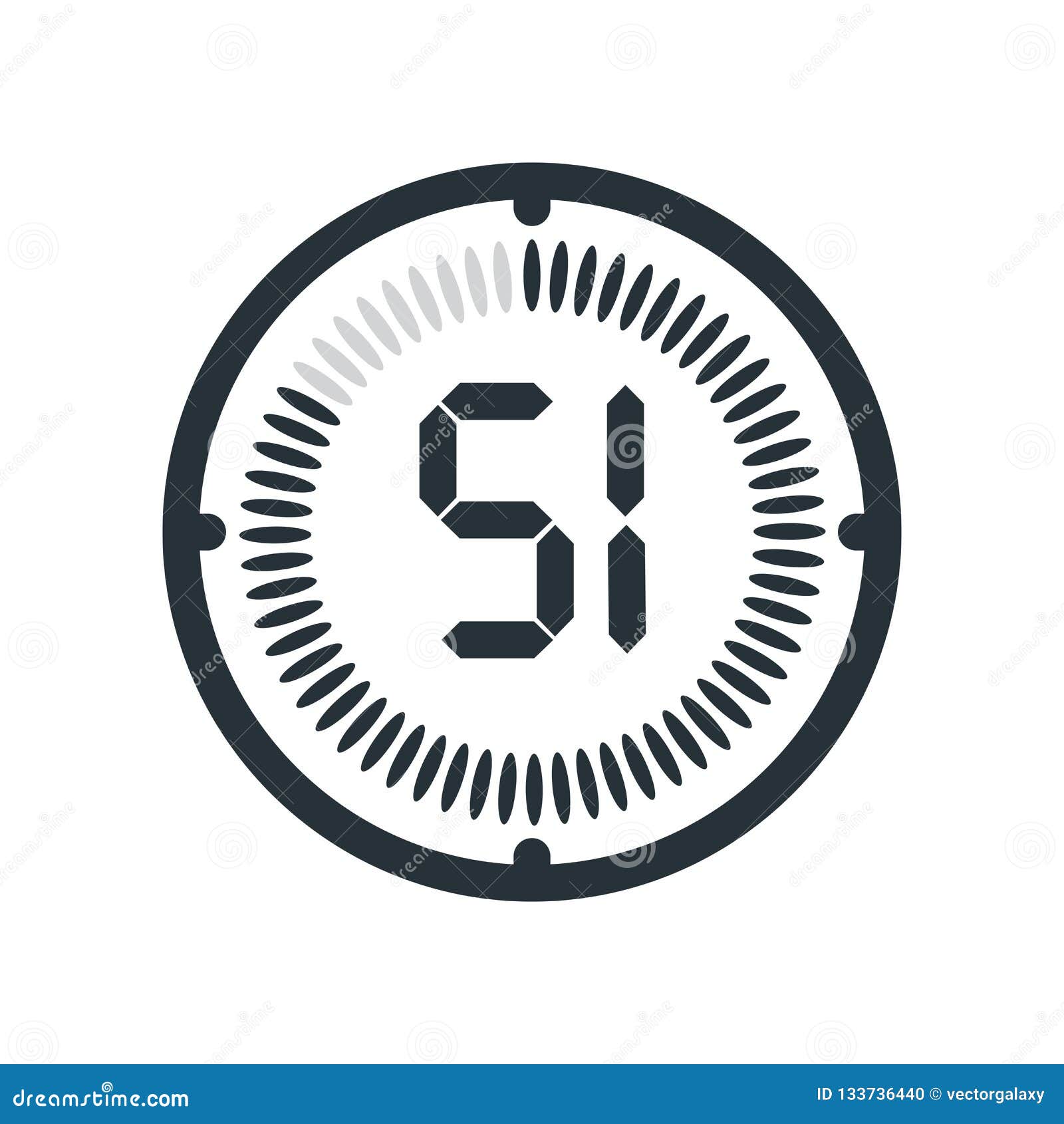The 51 Minutes Icon Isolated on White Background, Clock and Watch ...