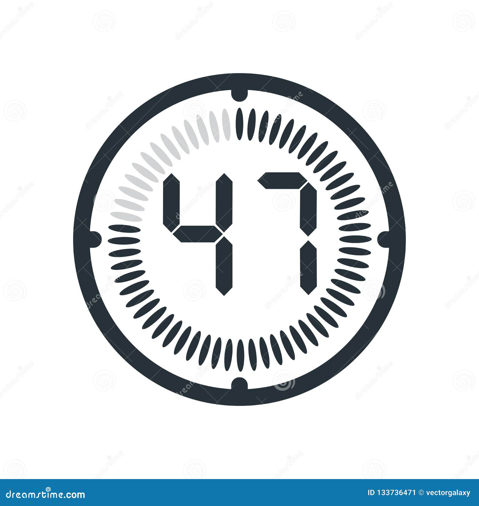 The 47 Minutes Icon Isolated on White Background, Clock and Watch ...