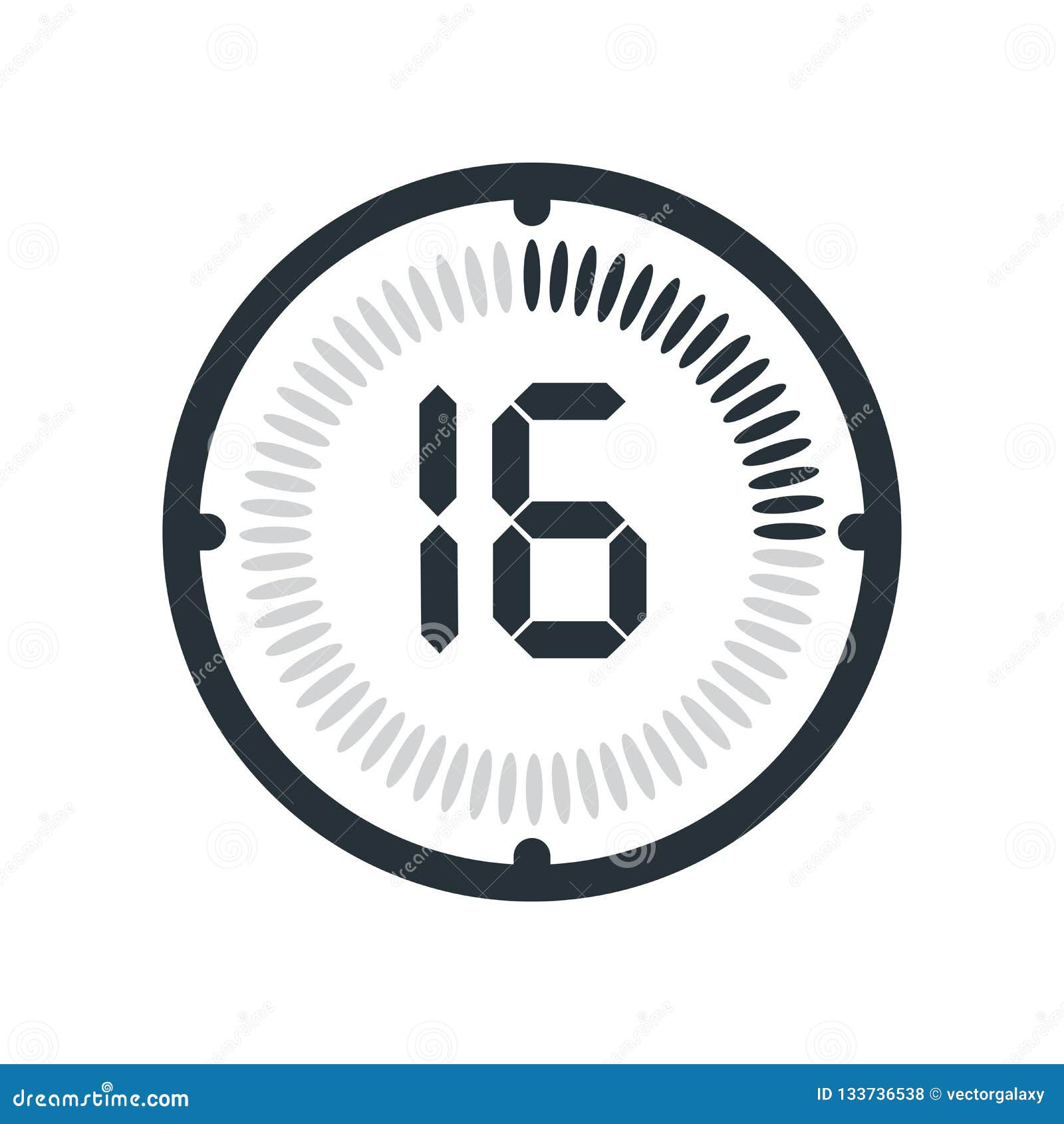 The 16 Minutes Icon Isolated on White Background, Clock and Watch ...