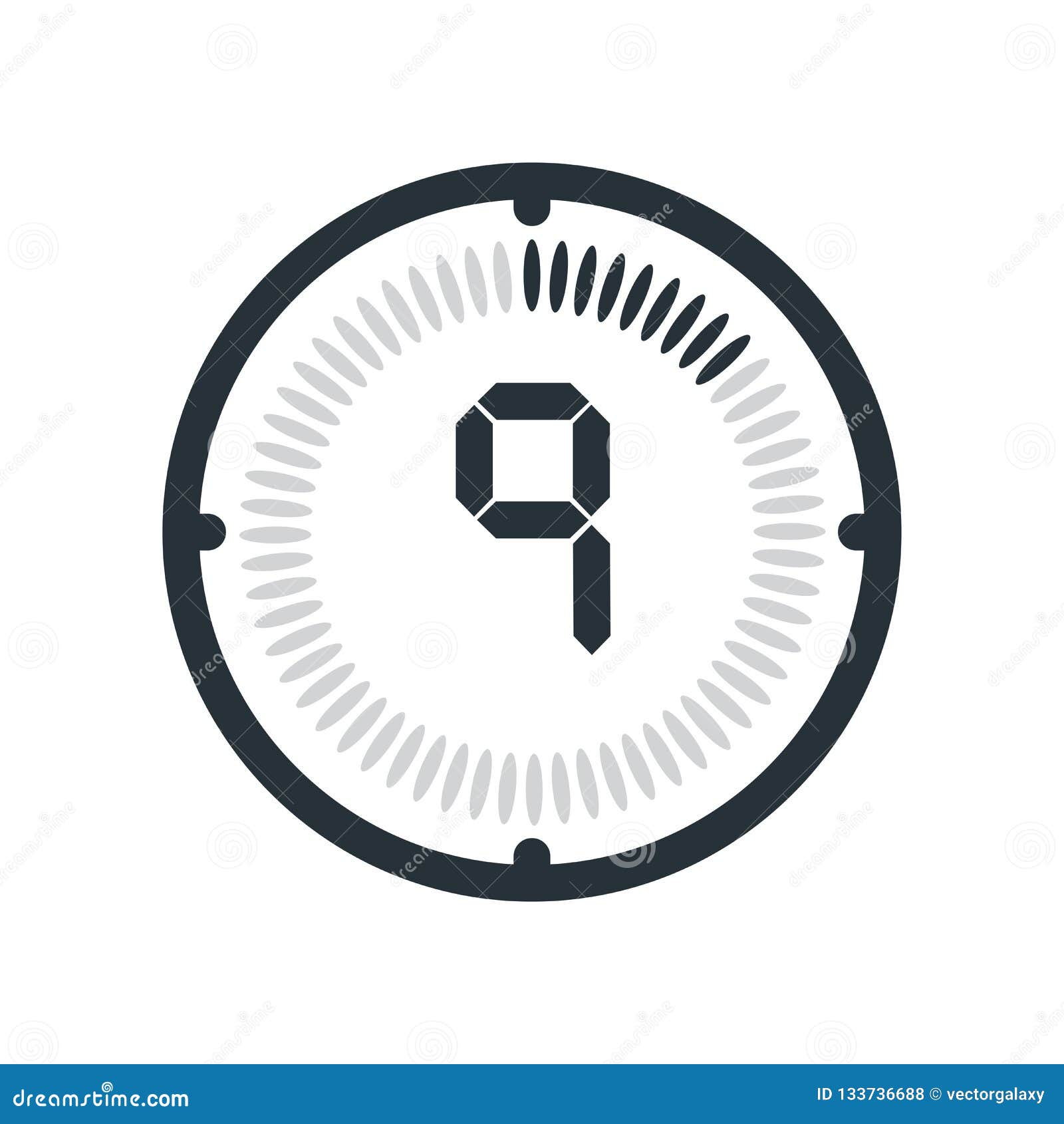 The 9 Minutes Icon Isolated on White Background, Clock and Watch Stock ...