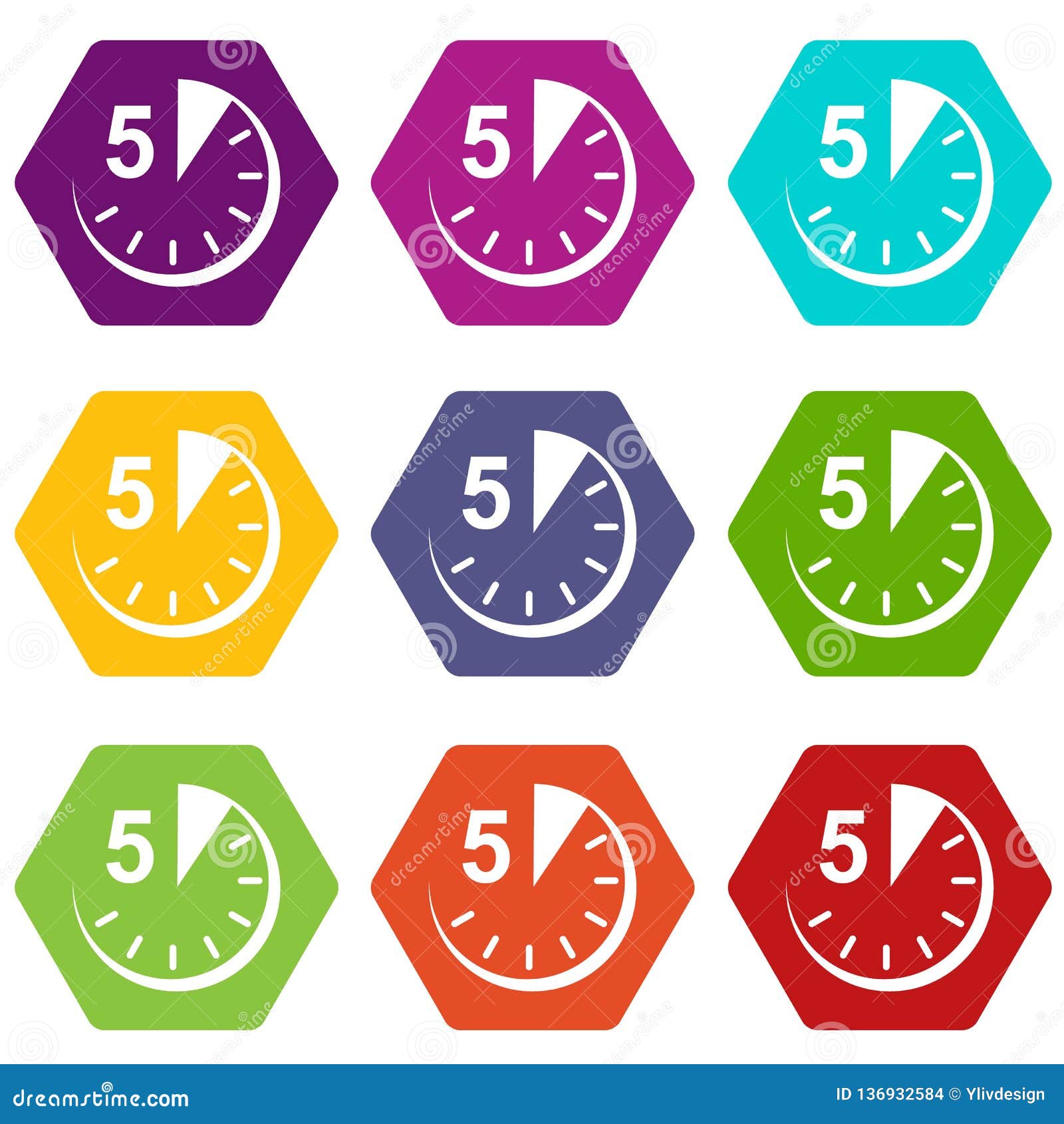 5 Minutes Icons Set 9 Vector Stock Vector - Illustration of chronometer ...