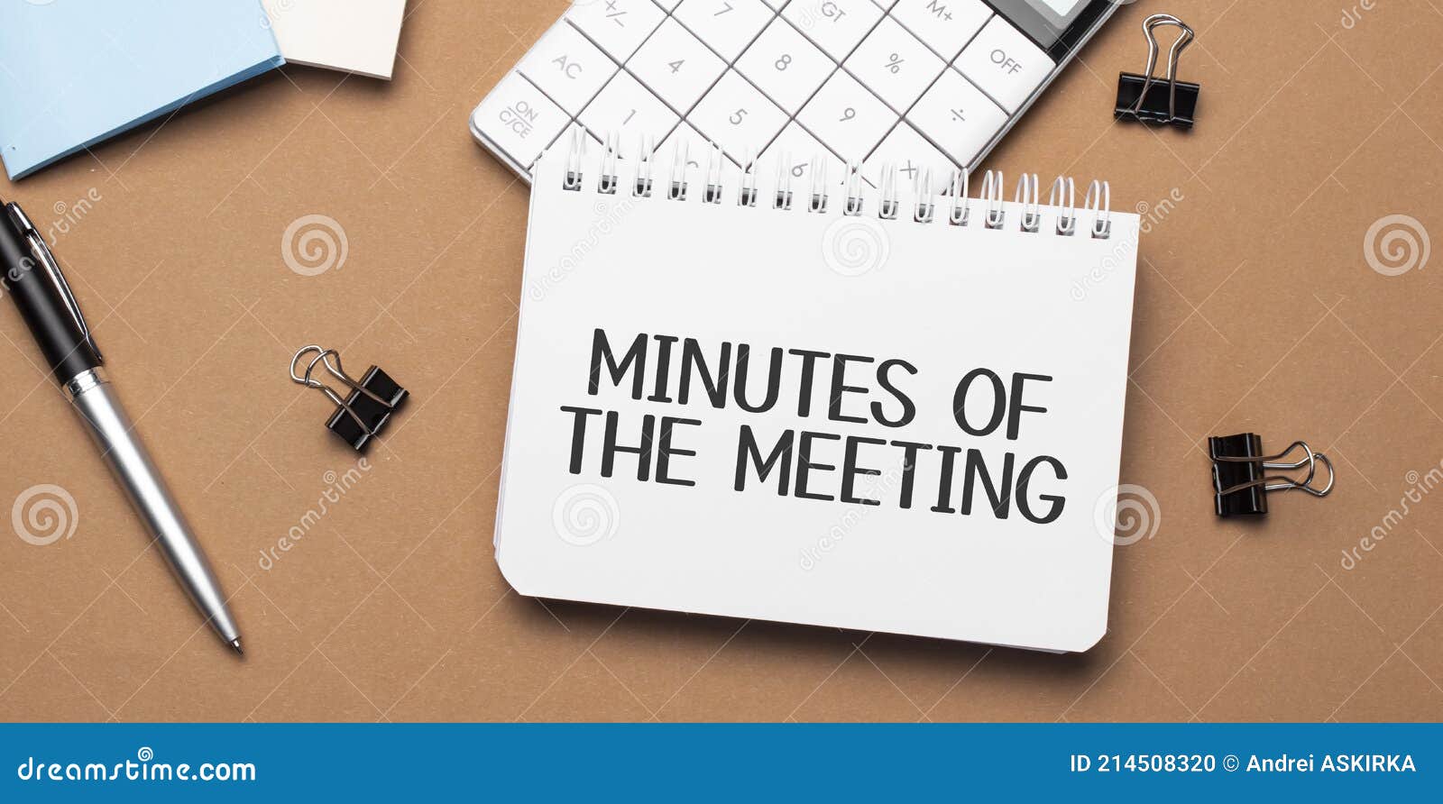 MINUTES of the MEETING on Notepad with Pen, Glasses and Calculator ...