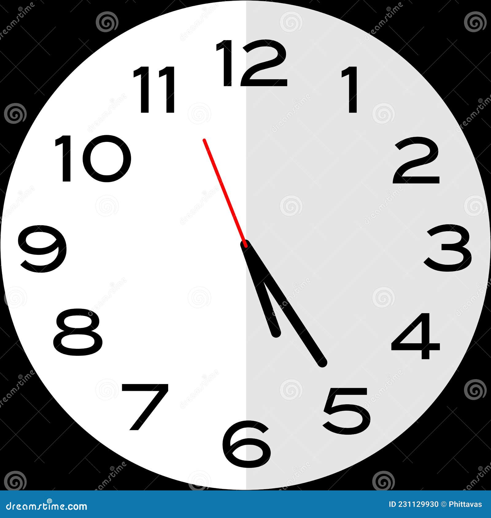 25 Minutes Past 5 O`clock Analog Clock Icon Stock Illustration ...