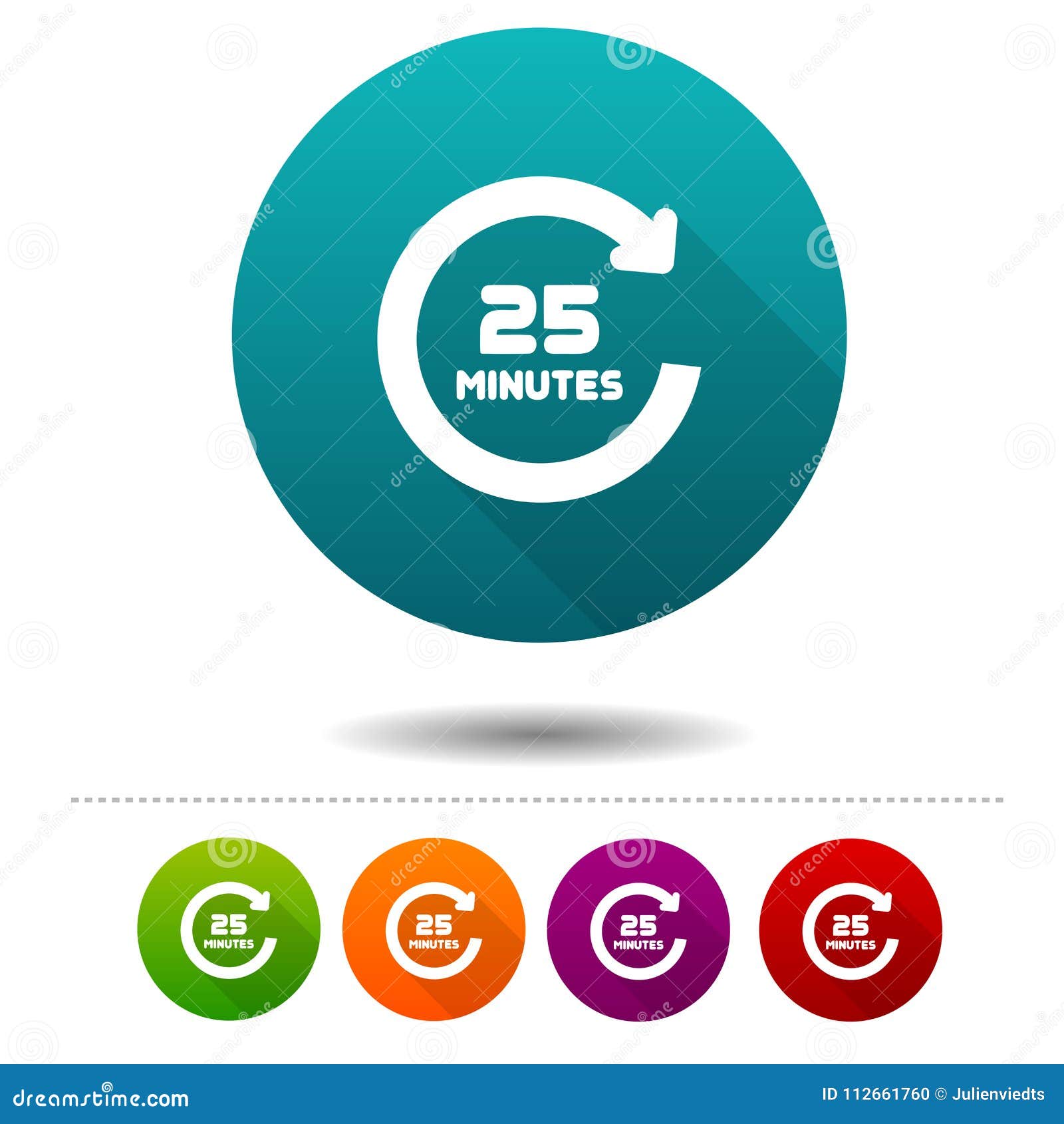25 Minutes Rotation Icon. Timer Symbol Sign. Web Button Stock Vector ...