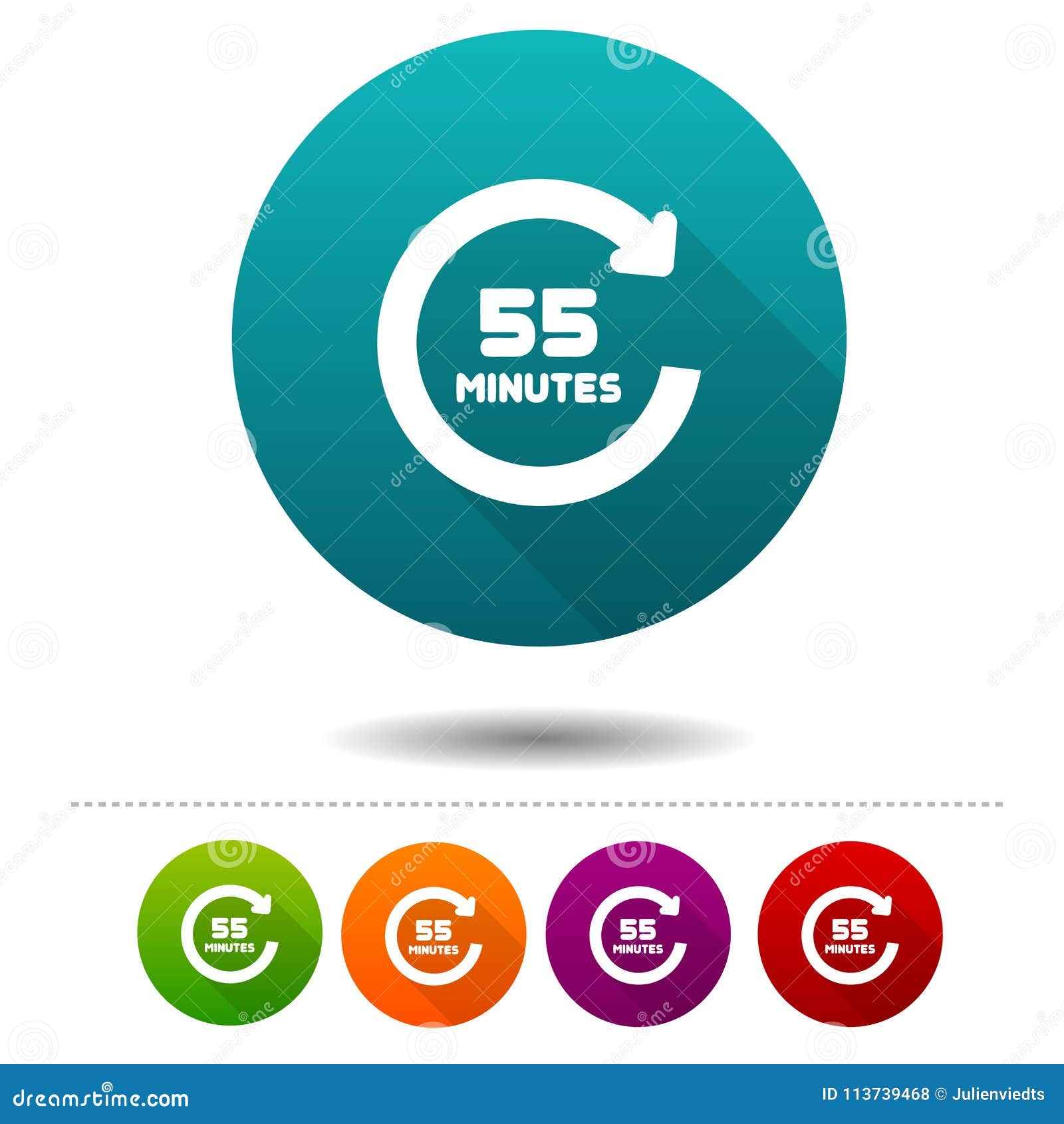 55 Minutes Rotation Icon. Timer Symbol Sign. Web Button. Stock Vector ...