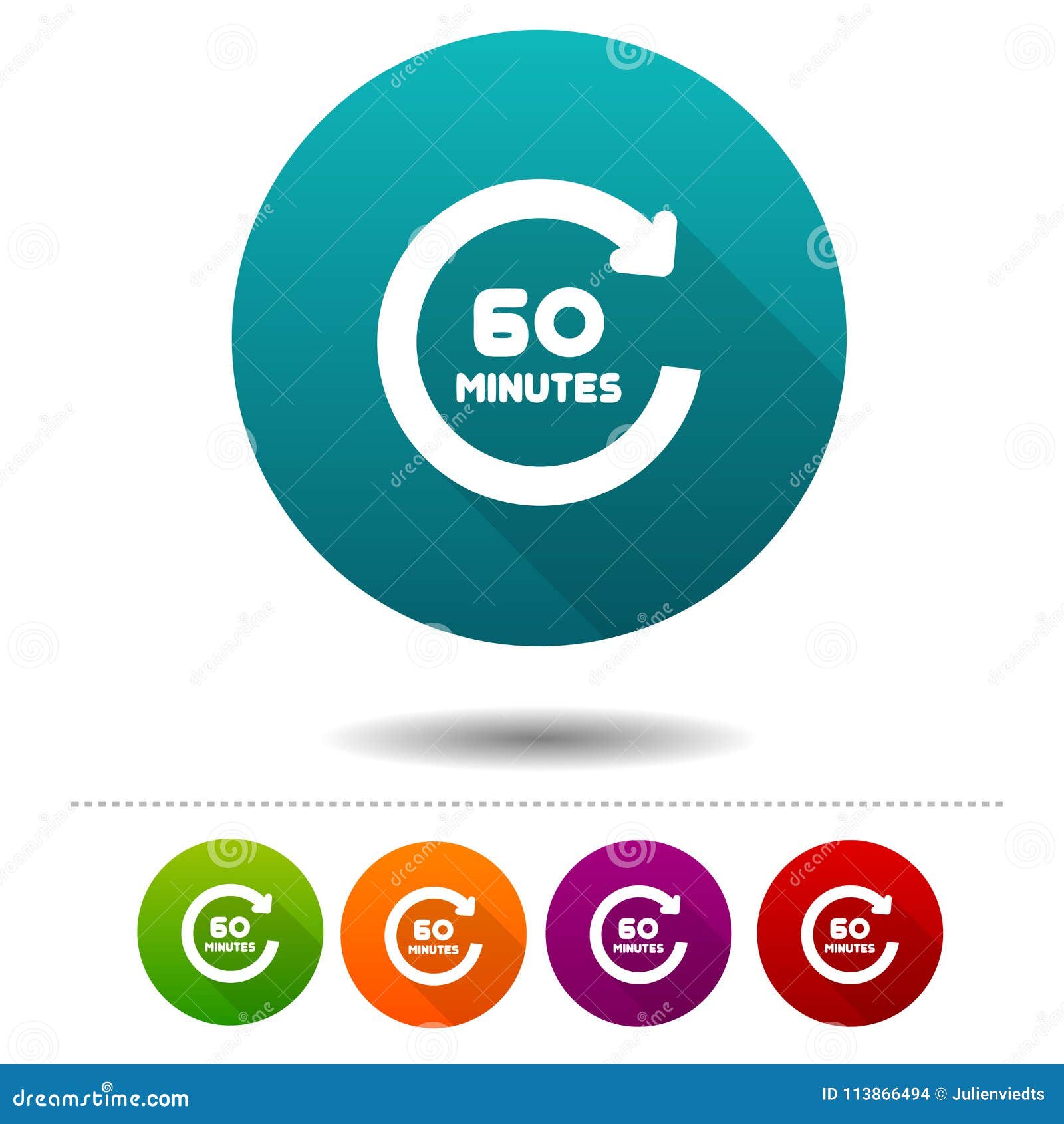 60 Minutes Rotation Icon. Timer Symbol Sign. Web Button Stock Vector ...