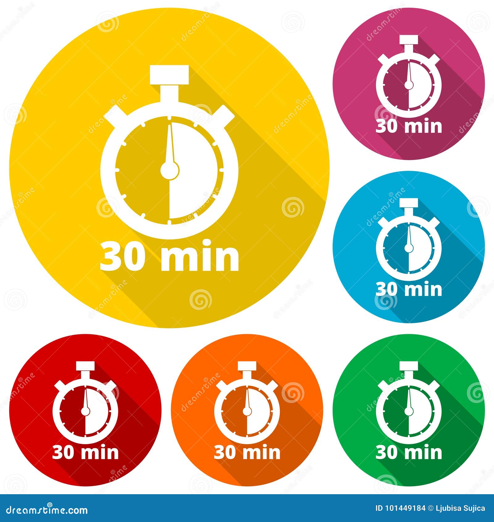 30 Minutes Stopwatch Symbol, Timer Icons Set with Long Shadow Stock ... 30 Minutes Stopwatch Symbol, Timer Icons Set with Long Shadow Stock ...