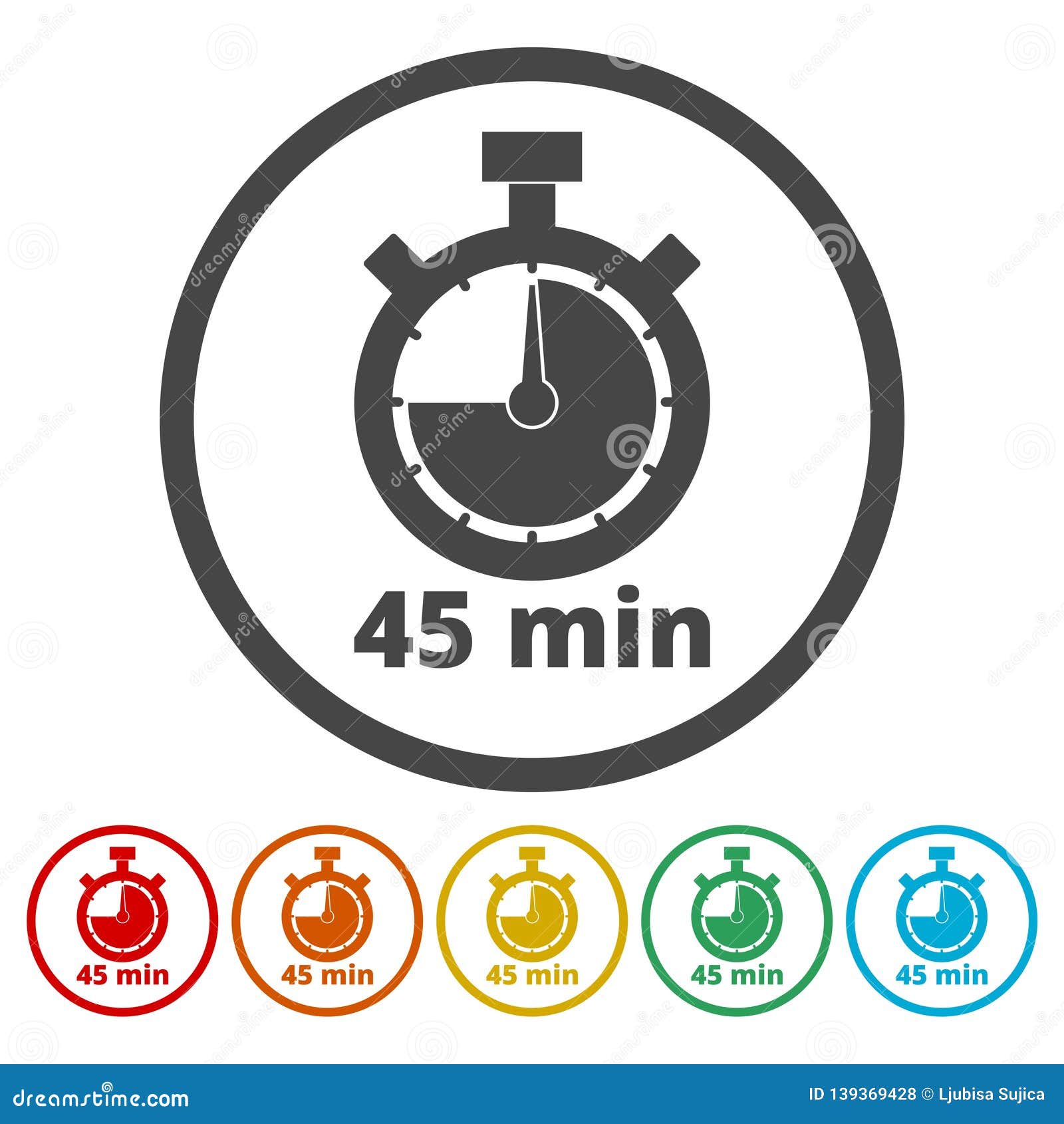 45 Minutes Stopwatch Symbol, Timer Icons Set Stock Vector ... 45 Minutes Stopwatch Symbol, Timer Icons Set Stock Vector ...