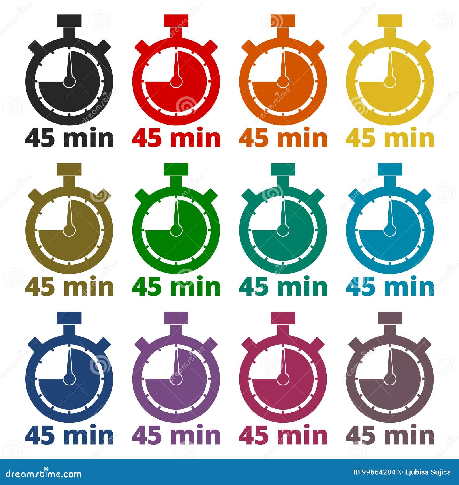 45 Minutes Stopwatch Symbol, Timer Icons Set Stock Vector ... 45 Minutes Stopwatch Symbol, Timer Icons Set Stock Vector ...