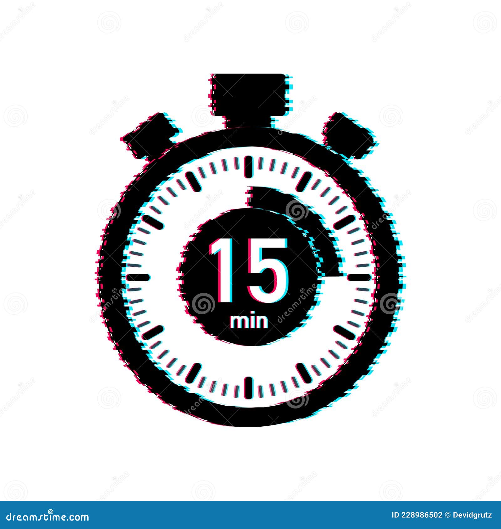 The 15 Minutes, Stopwatch Vector Glitch Icon. Stopwatch Icon in Flat ...
