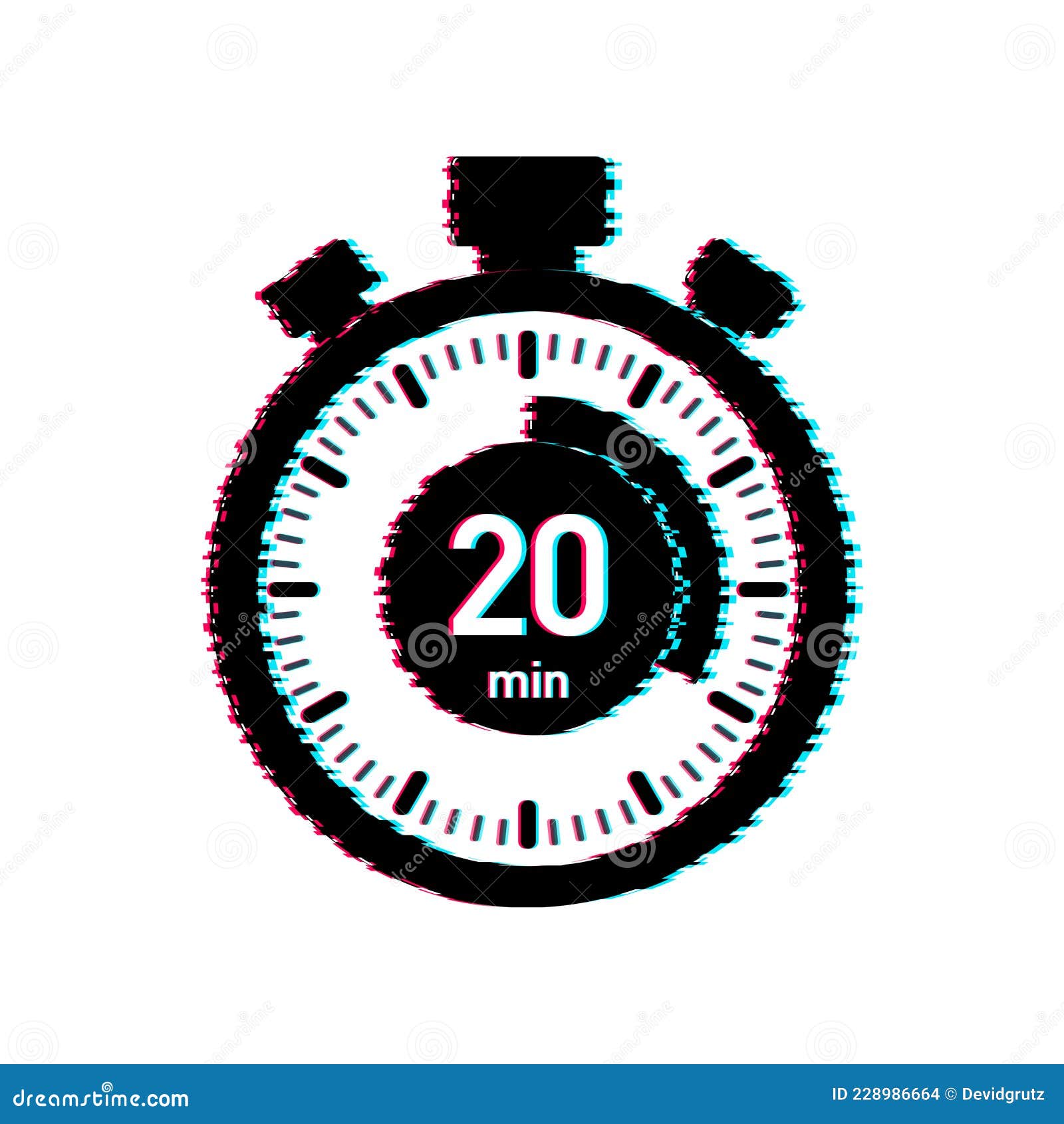 The 20 Minutes, Stopwatch Vector Glitch Icon. Stopwatch Icon in Flat ...