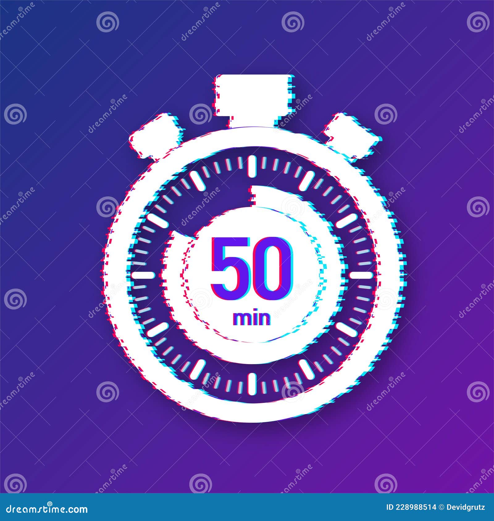 The 50 Minutes, Stopwatch Vector Glitch Icon. Stopwatch Icon in Flat ...
