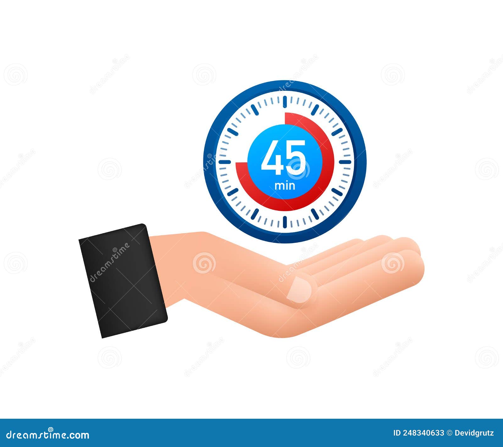 The 45 Minutes, Stopwatch Vector in Hand Icon. Stopwatch Icon in Flat ...