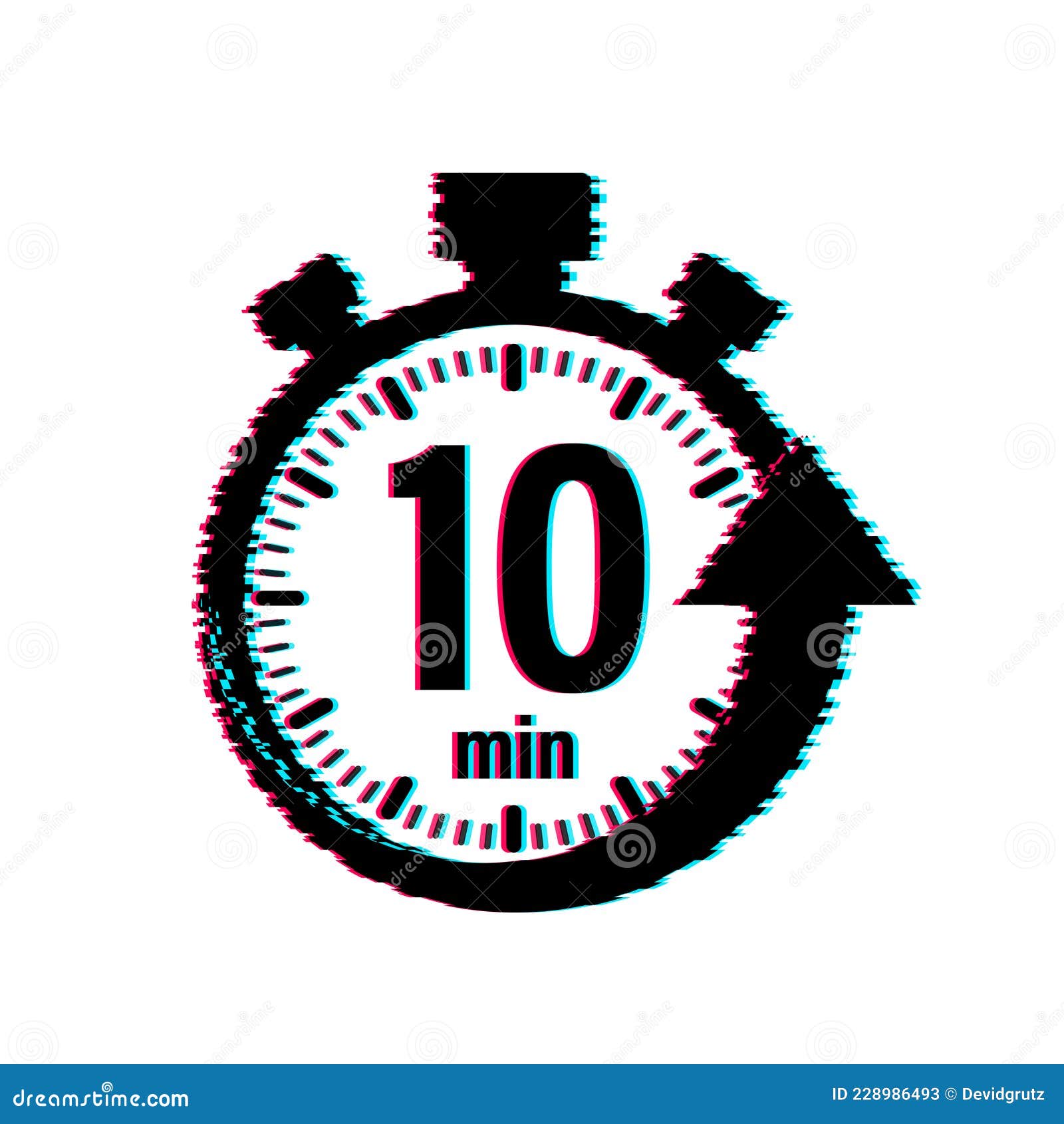 The 10 Minutes, Stopwatch Vector Icon. Glitch Icon. Stopwatch Icon in ...