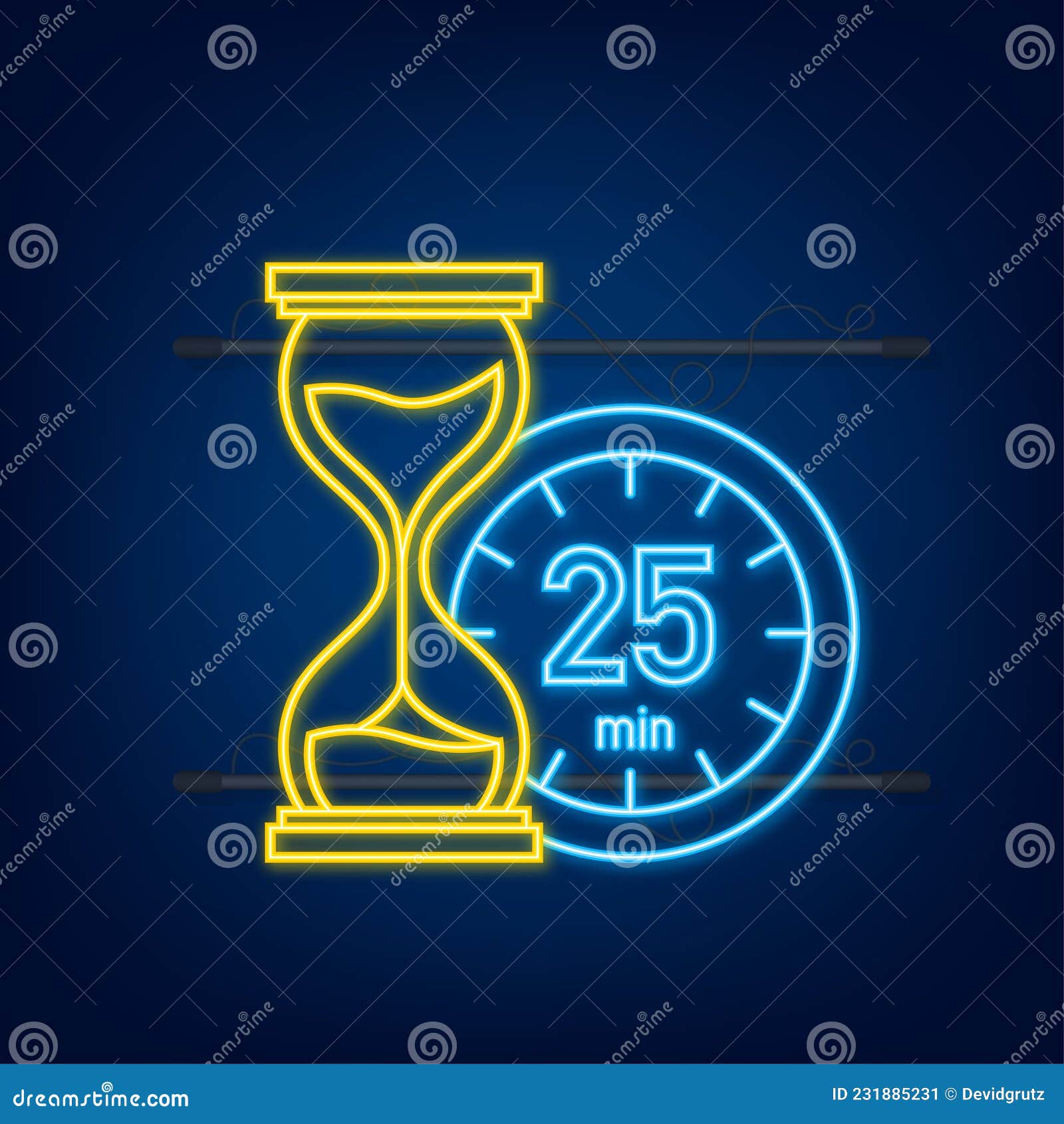 The 25 Minutes, Stopwatch Vector Neon Icon. Stopwatch Icon in Flat ...