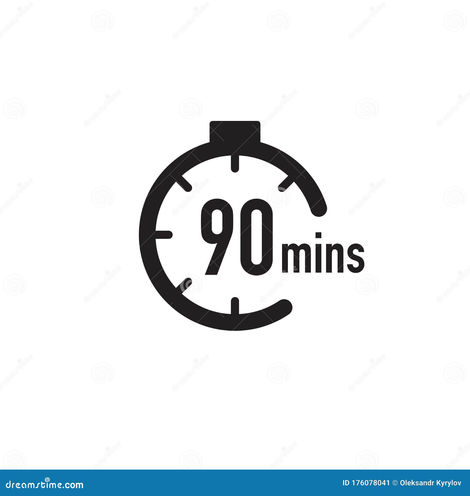 90 Minutes Timer Stopwatch Or Countdown Icon Time Measure Chronometr