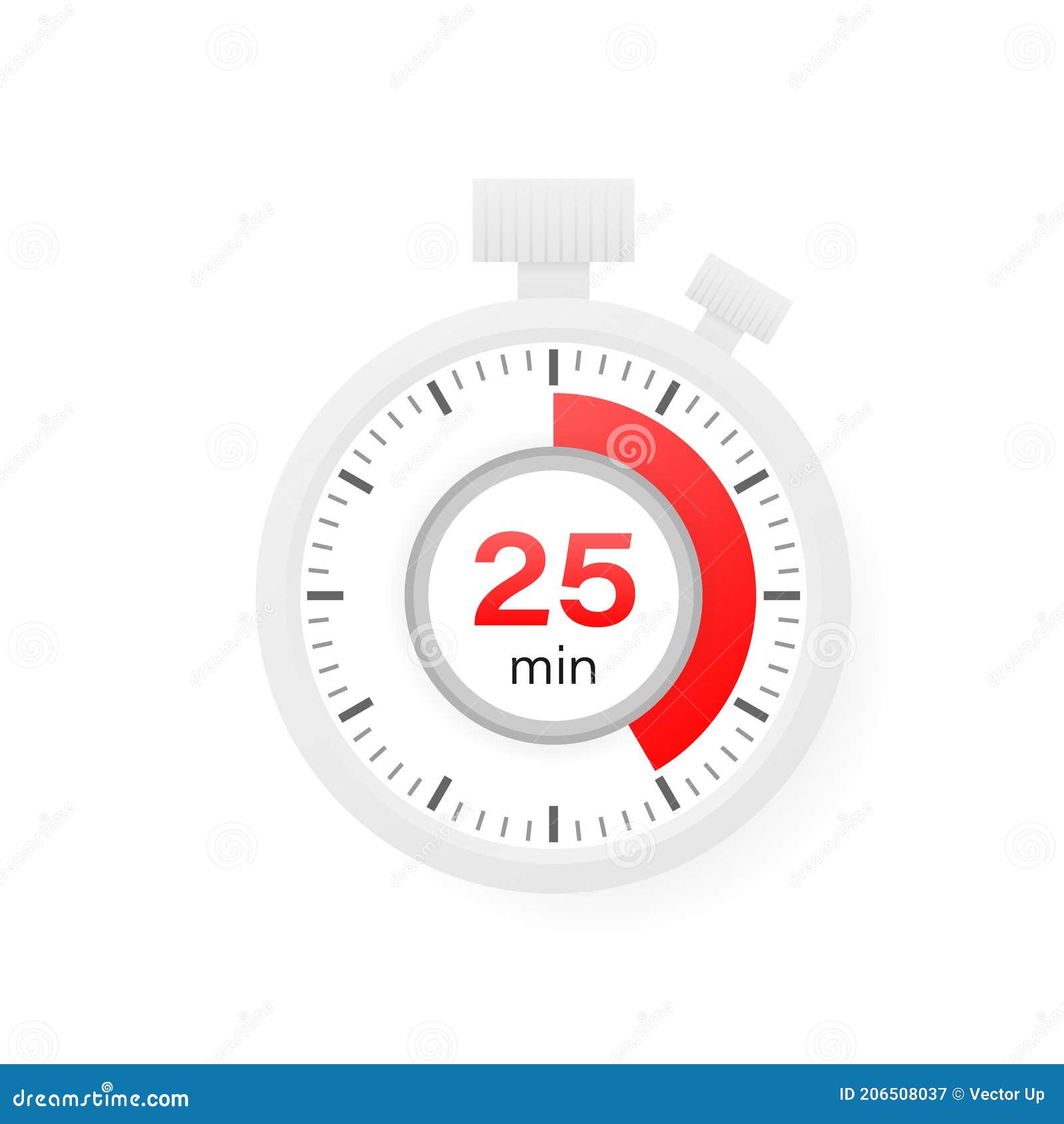 The 25 Minutes Timer. Stopwatch Icon in Flat Style Stock Vector ...