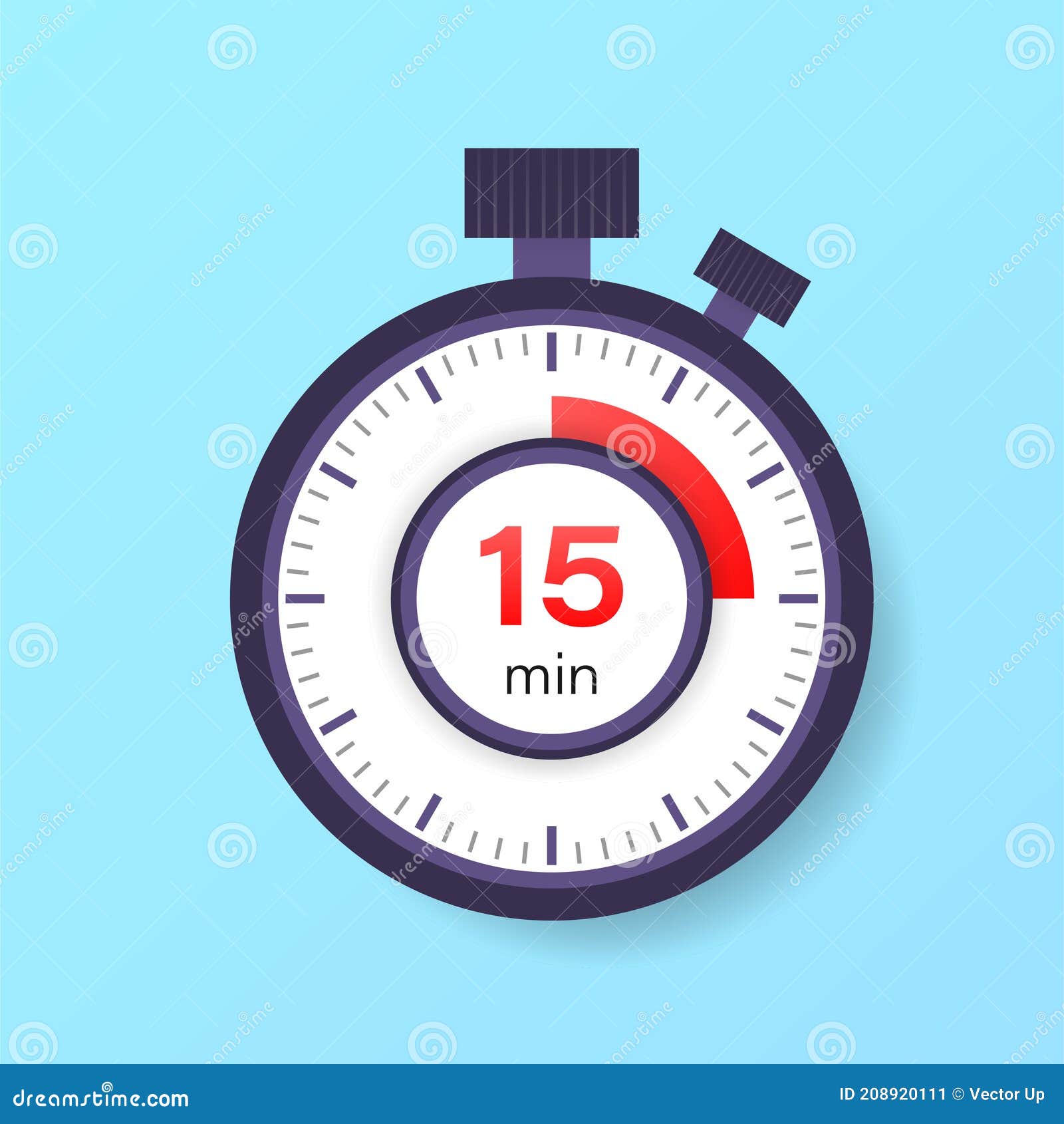 The 15 Minutes Timer. Stopwatch Icon in Flat Style. Stock Vector ...