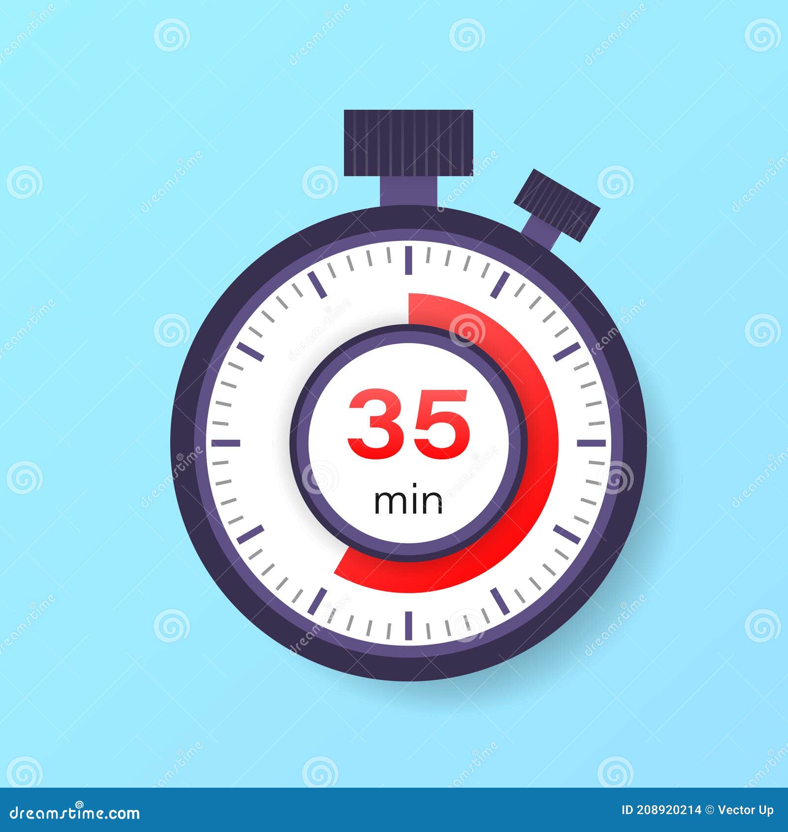 The 35 Minutes Timer. Stopwatch Icon in Flat Style. Stock Vector ...