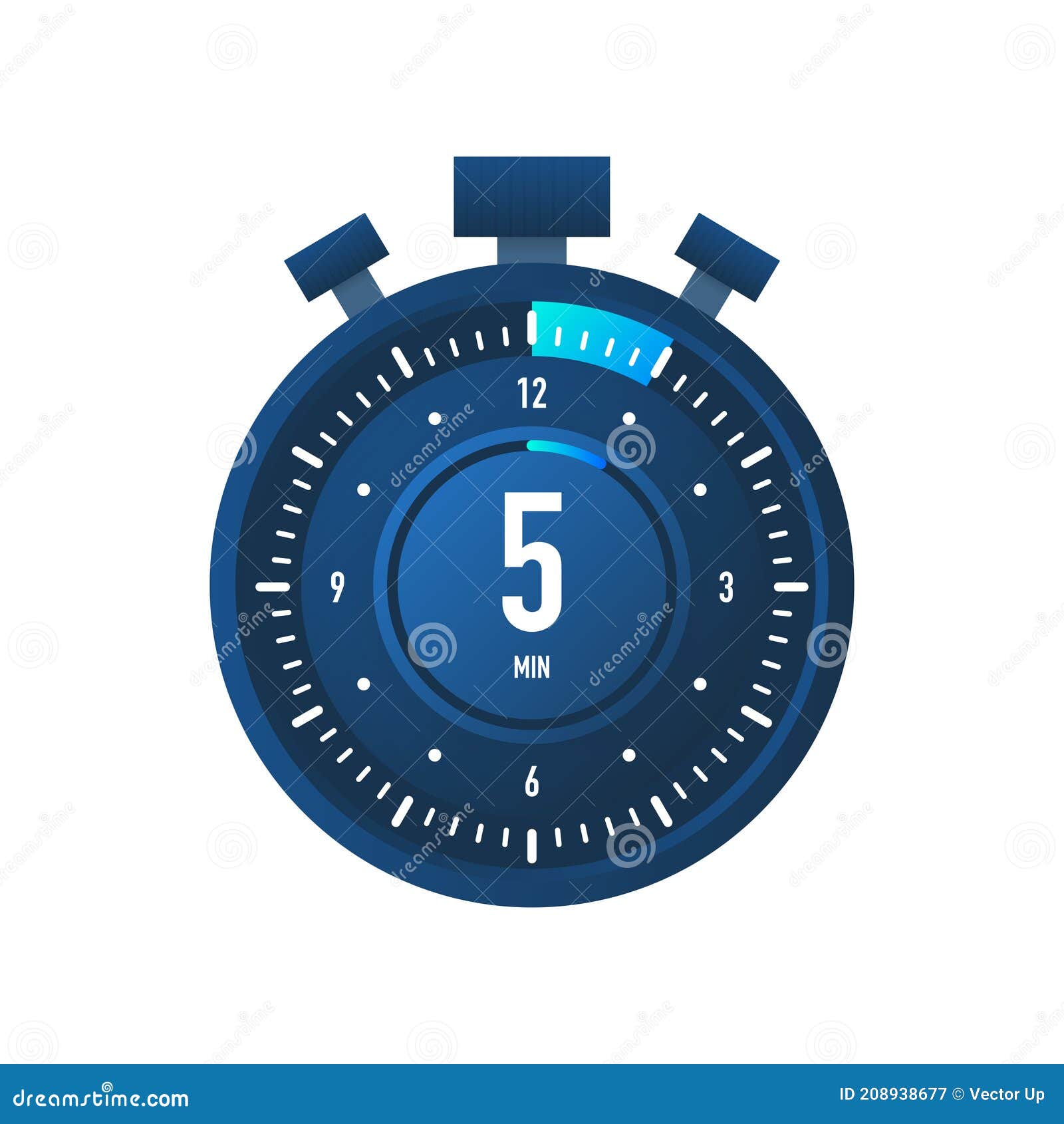The 5 Minutes Timer. Stopwatch Icon in Flat Style. Stock Vector ...