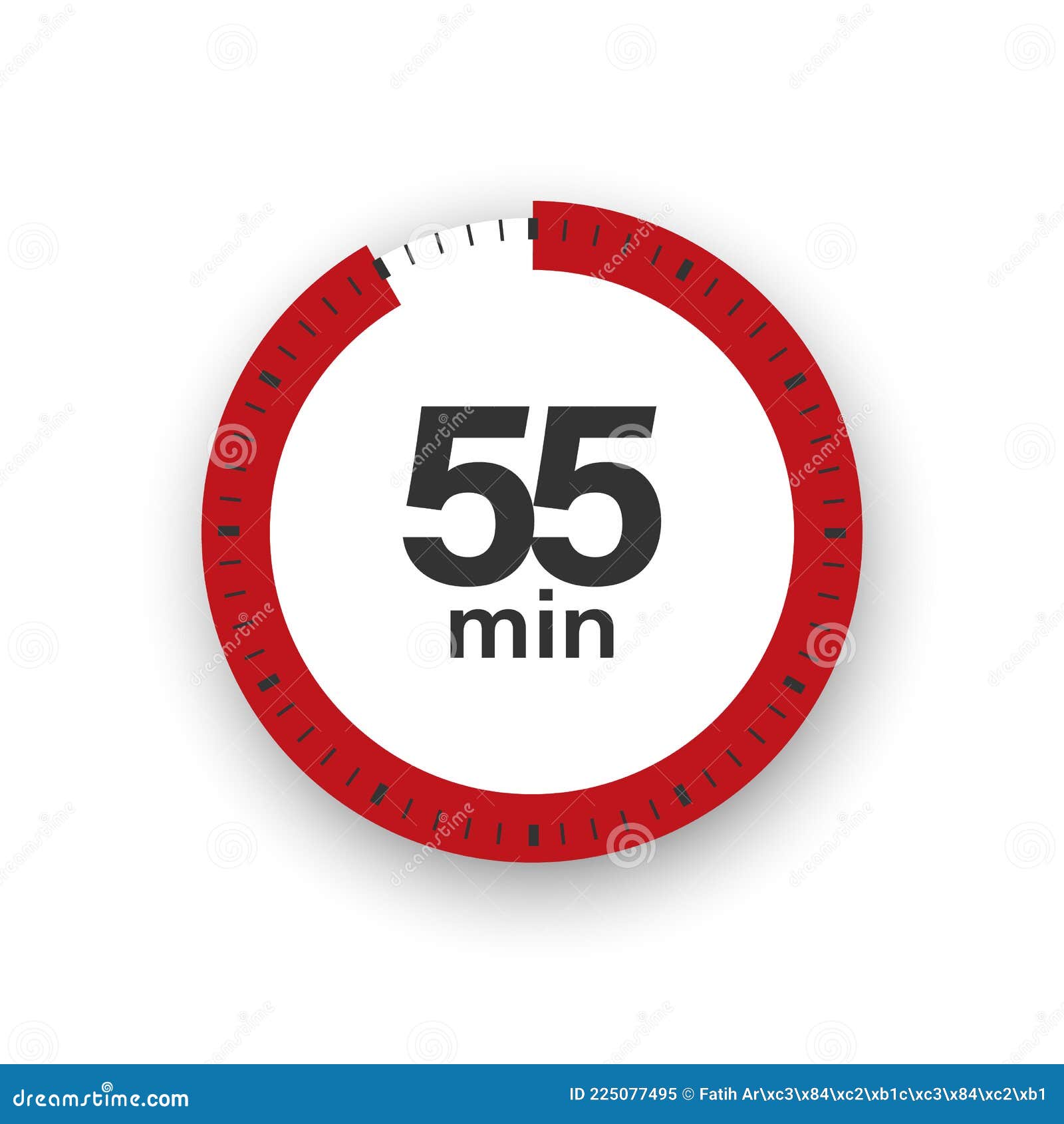 55 Minutes Timer. Stopwatch Symbol in Flat Style. Editable Isolated ...