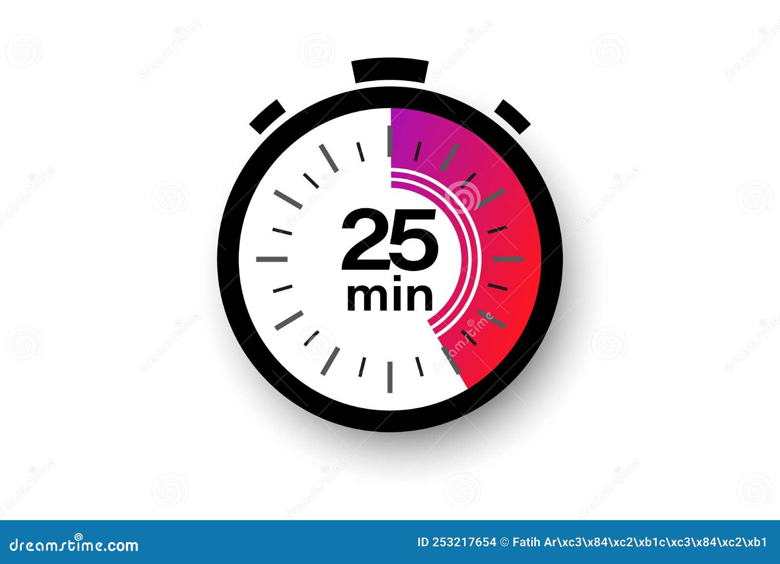 25 Minutes Timer. Stopwatch Symbol in Flat Style. Editable Isolated ... 25 Minutes Timer. Stopwatch Symbol in Flat Style. Editable Isolated ...