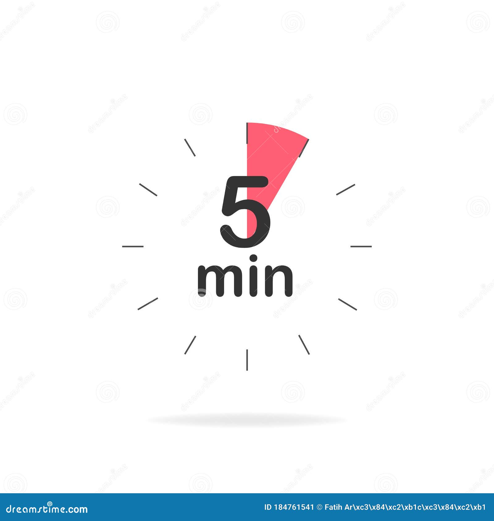 5 Minutes Timer. Stopwatch Symbol in Flat Style. Isolated Vector ...