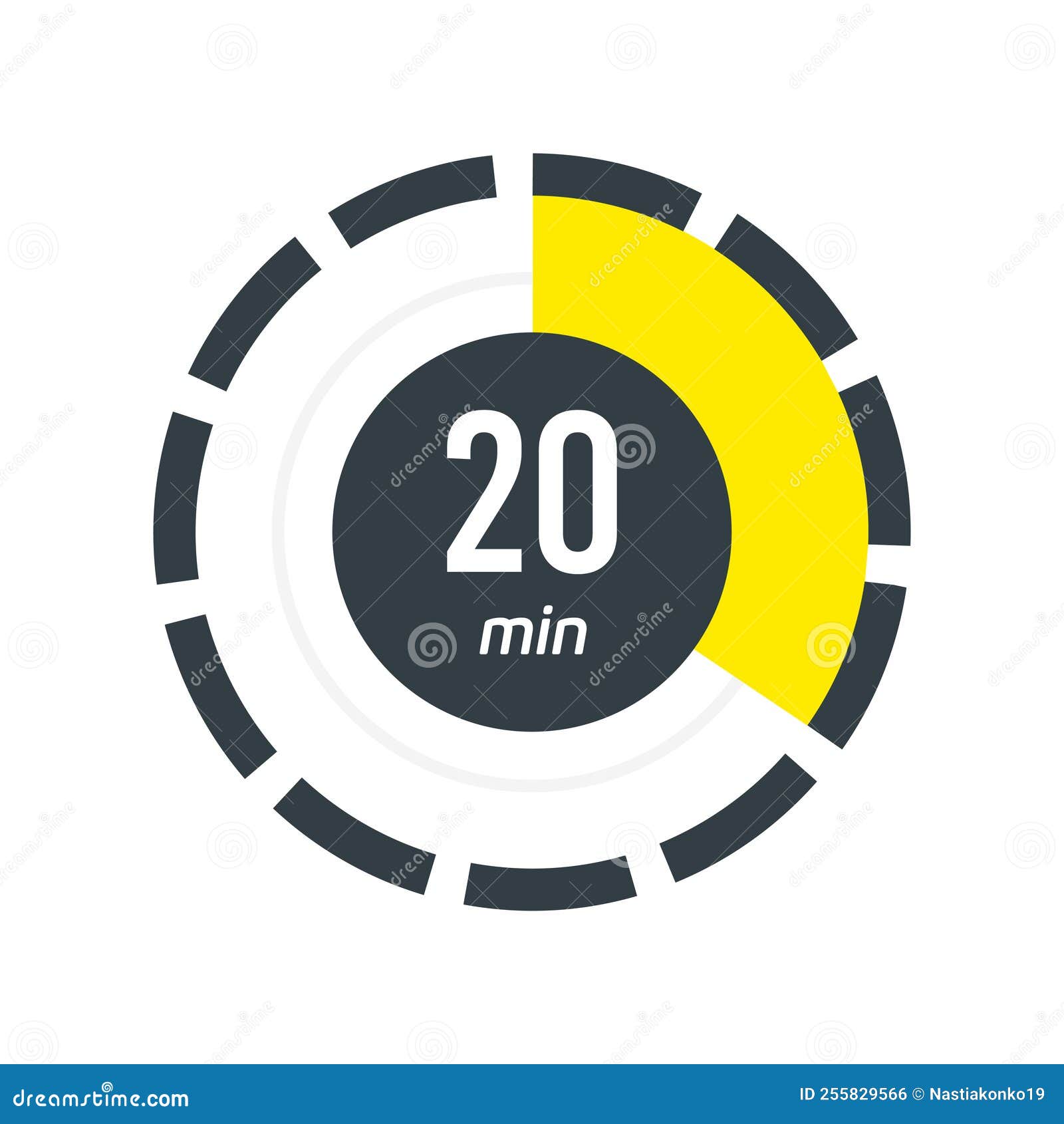 20 Minutes Timer. Stopwatch Symbol in Flat Style. Vector Illustration ...