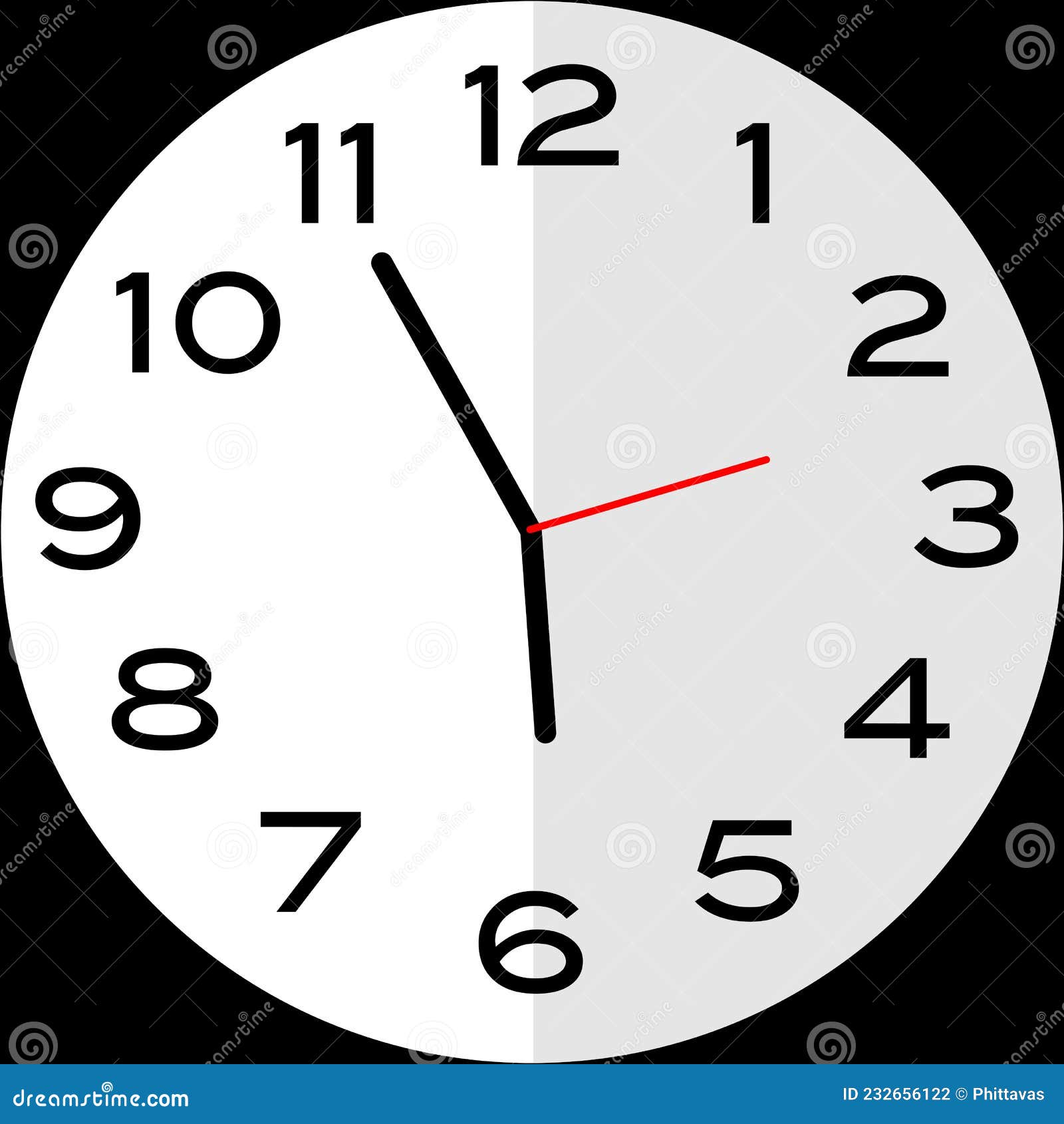 5 Minutes To 6 O`clock Analog Clock Icon Stock Illustration ...