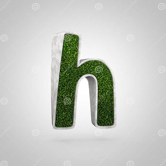 Minúscula De La Letra H Macizo De Flores Con La Hierba Aislada En El