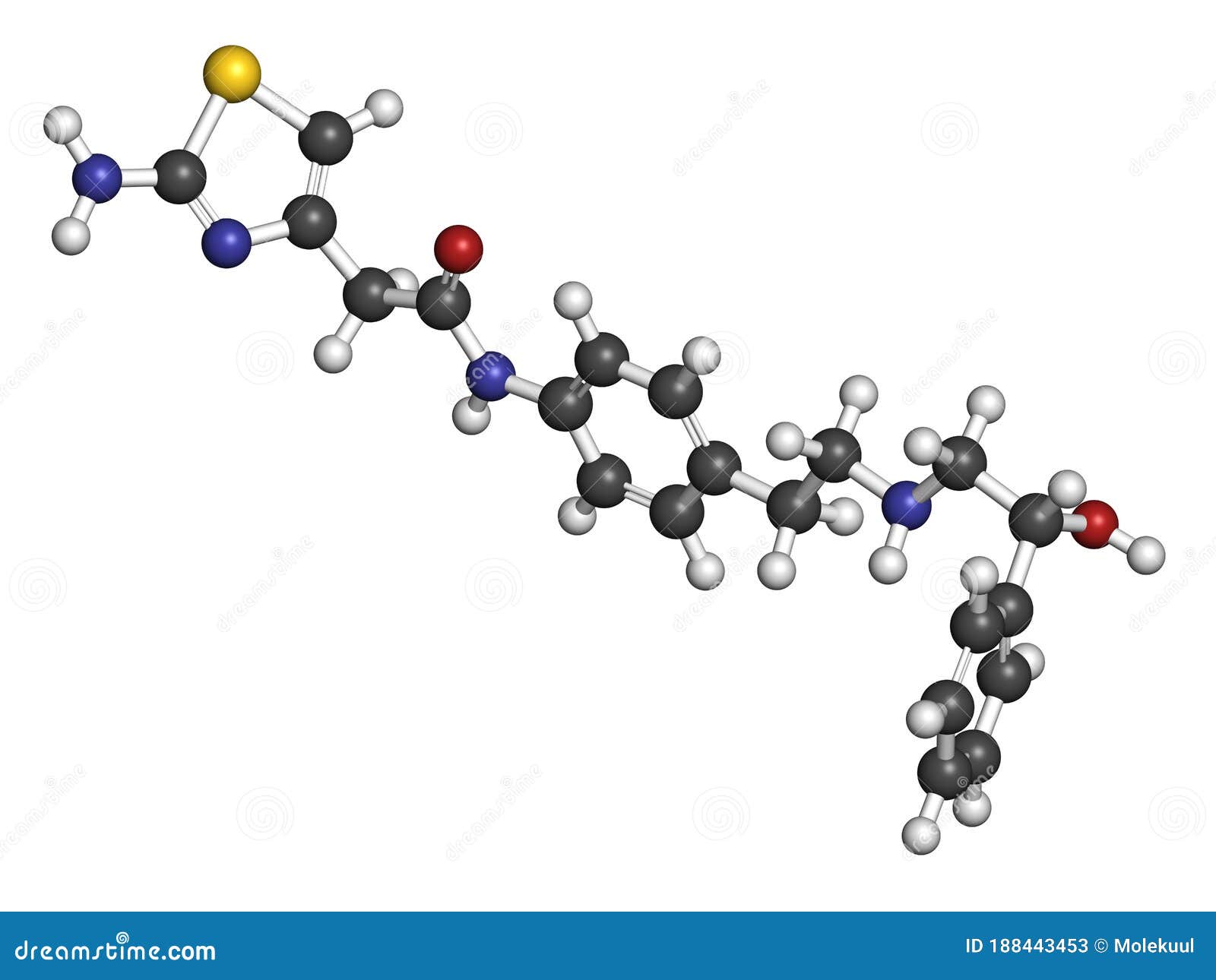 Mirabegron Overactive Bladder Treatment Drug Molecule. Atoms are ...