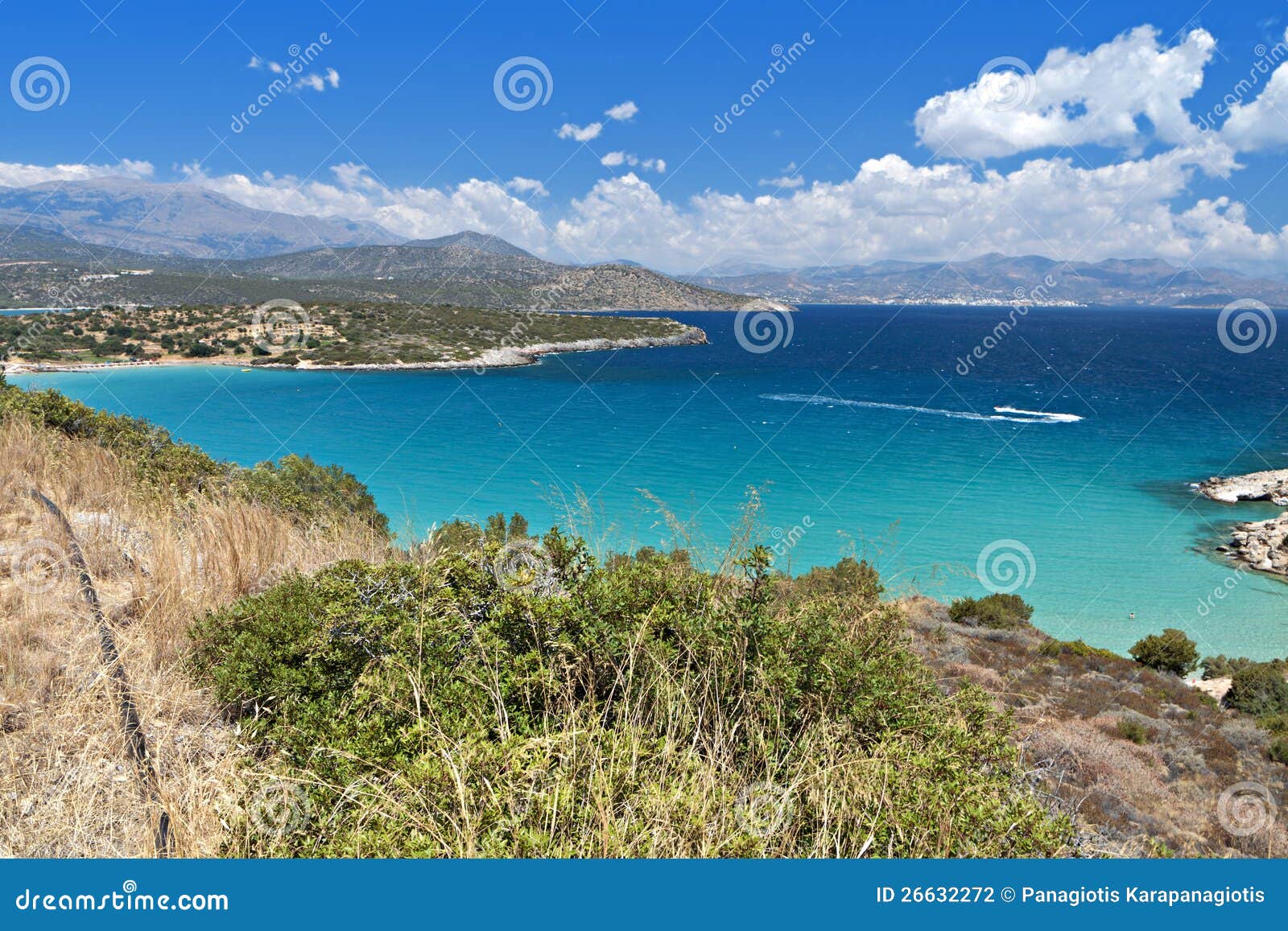 Mirabello Bay at Crete Island in Greece Stock Photo - Image of exotic ...