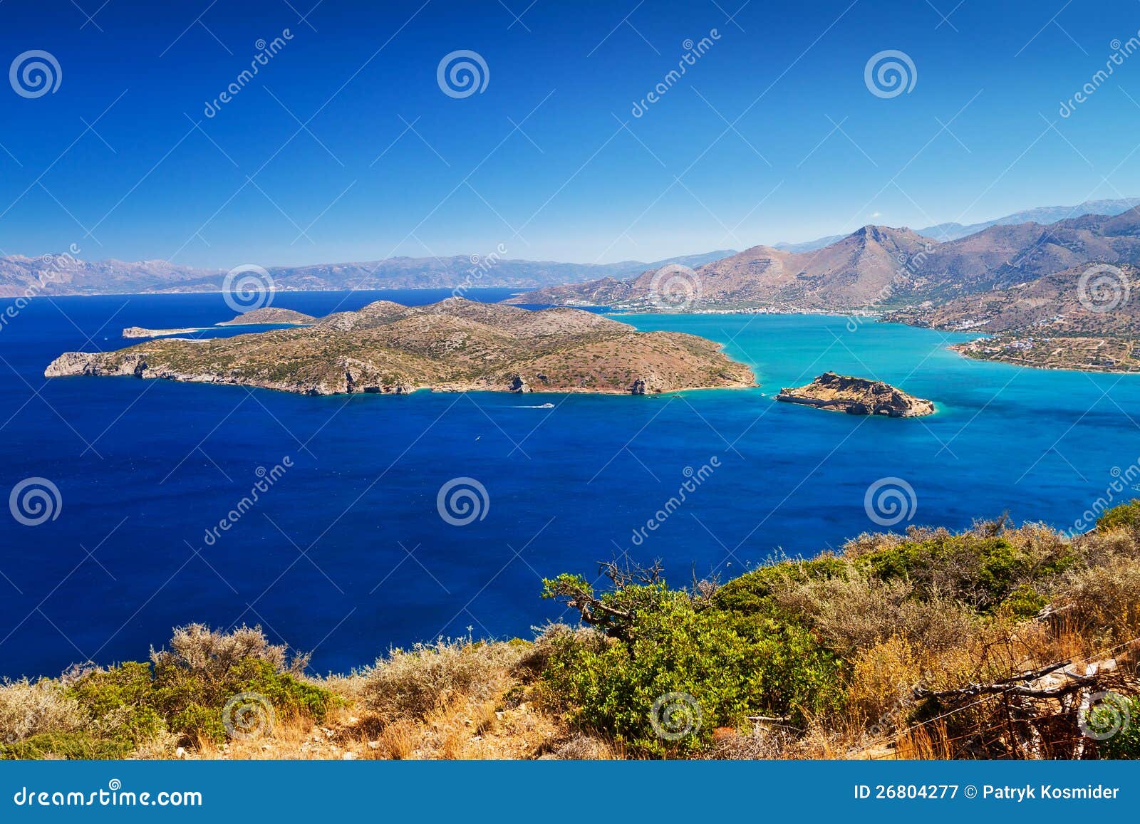 Mirabello Bay with Spinalonga Island Stock Image - Image of ...