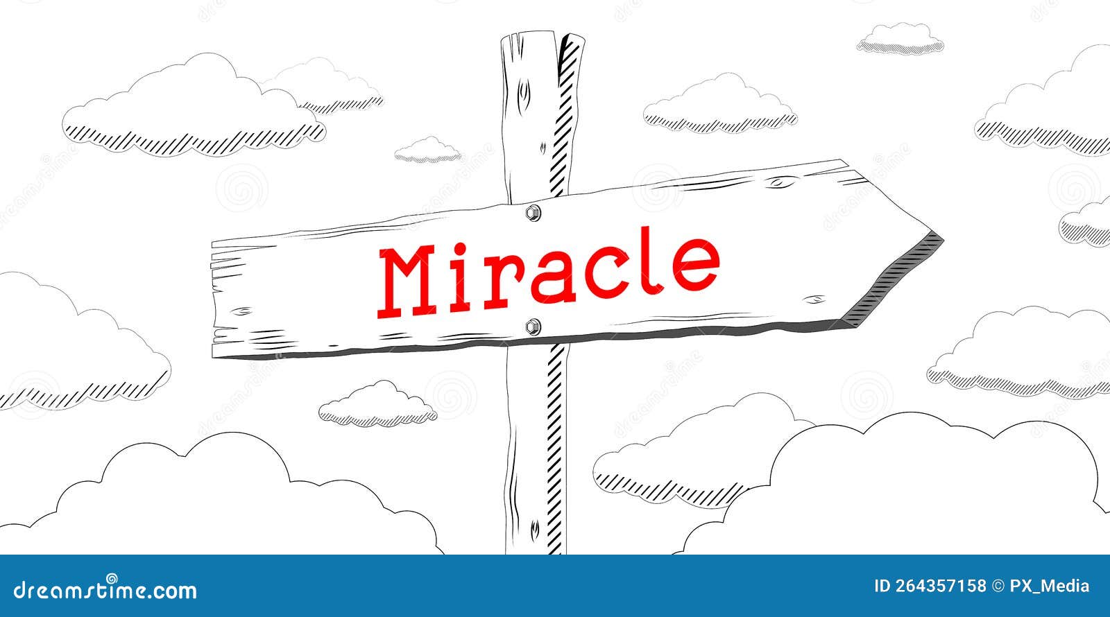 Miracle - Outline Signpost with One Arrow Stock Illustration ...